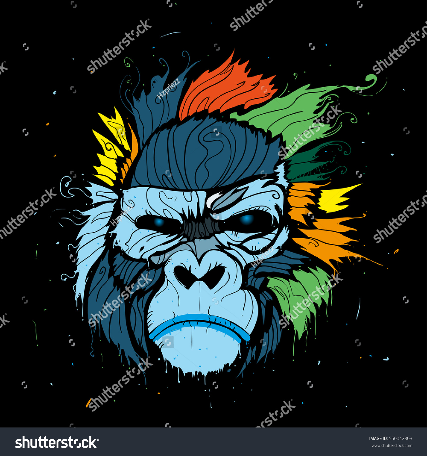 Abstract Color Gorilla Stock Vector (Royalty Free) 550042303