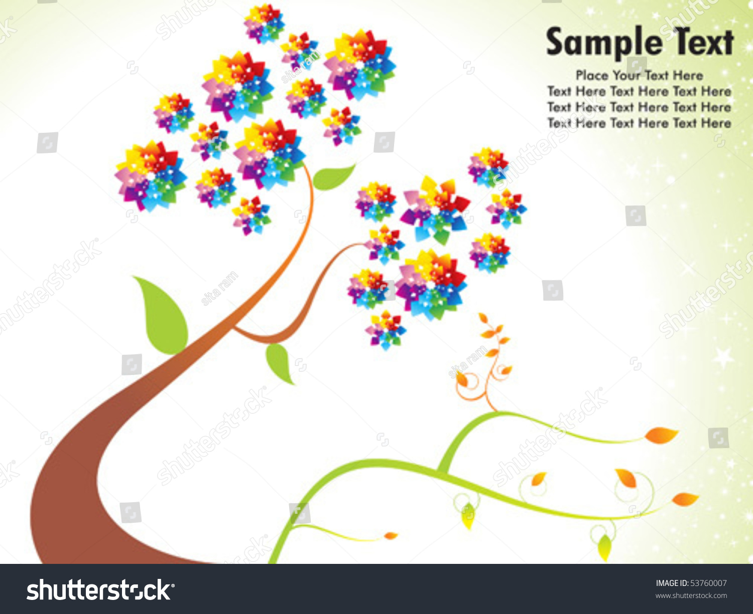 Abstract Colorful Rainbow Tree Vector Illustration Stock Vector ...