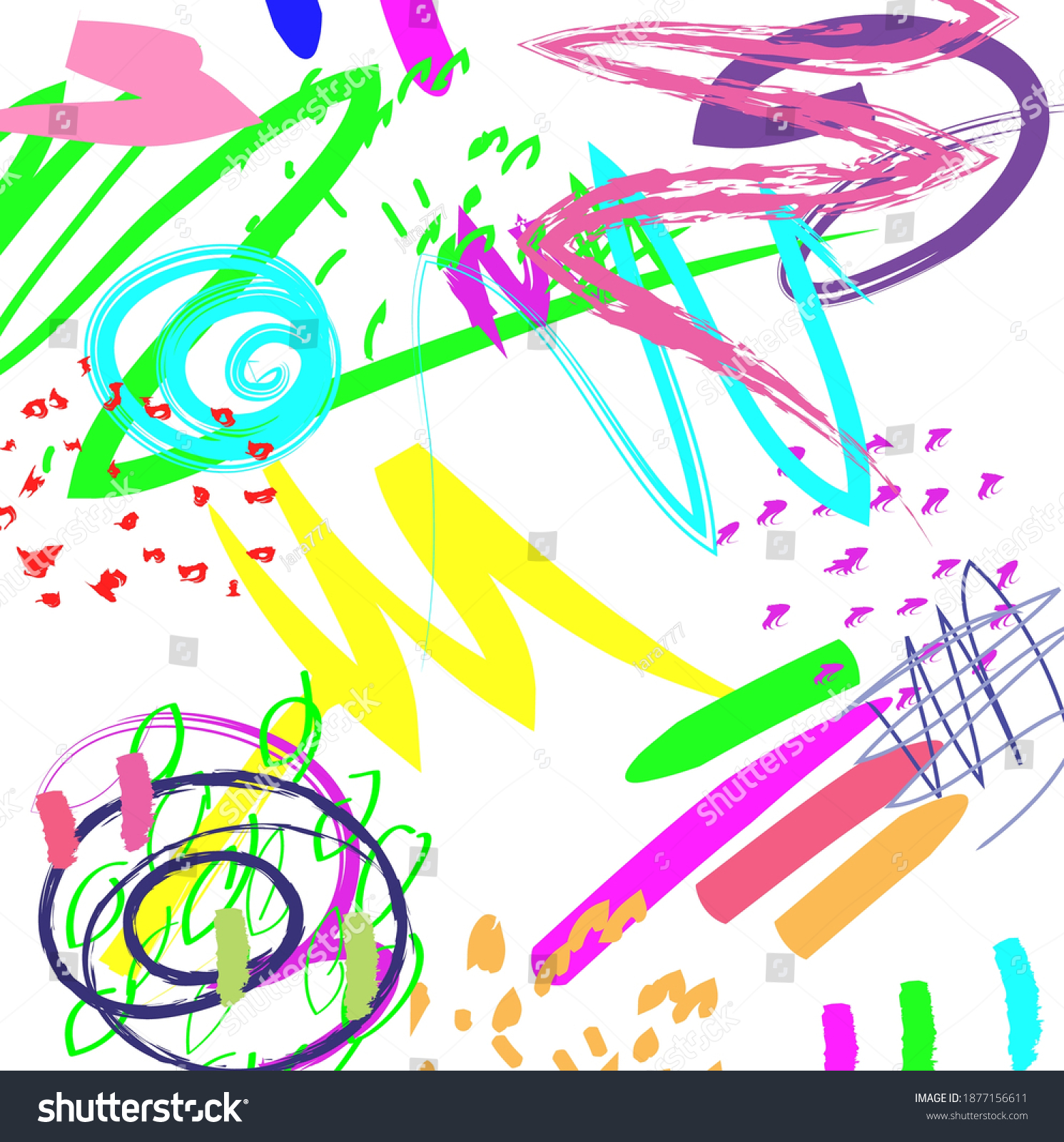 Abstract Colourful Paint Brush Strokes Scribble Stock Vector (Royalty ...