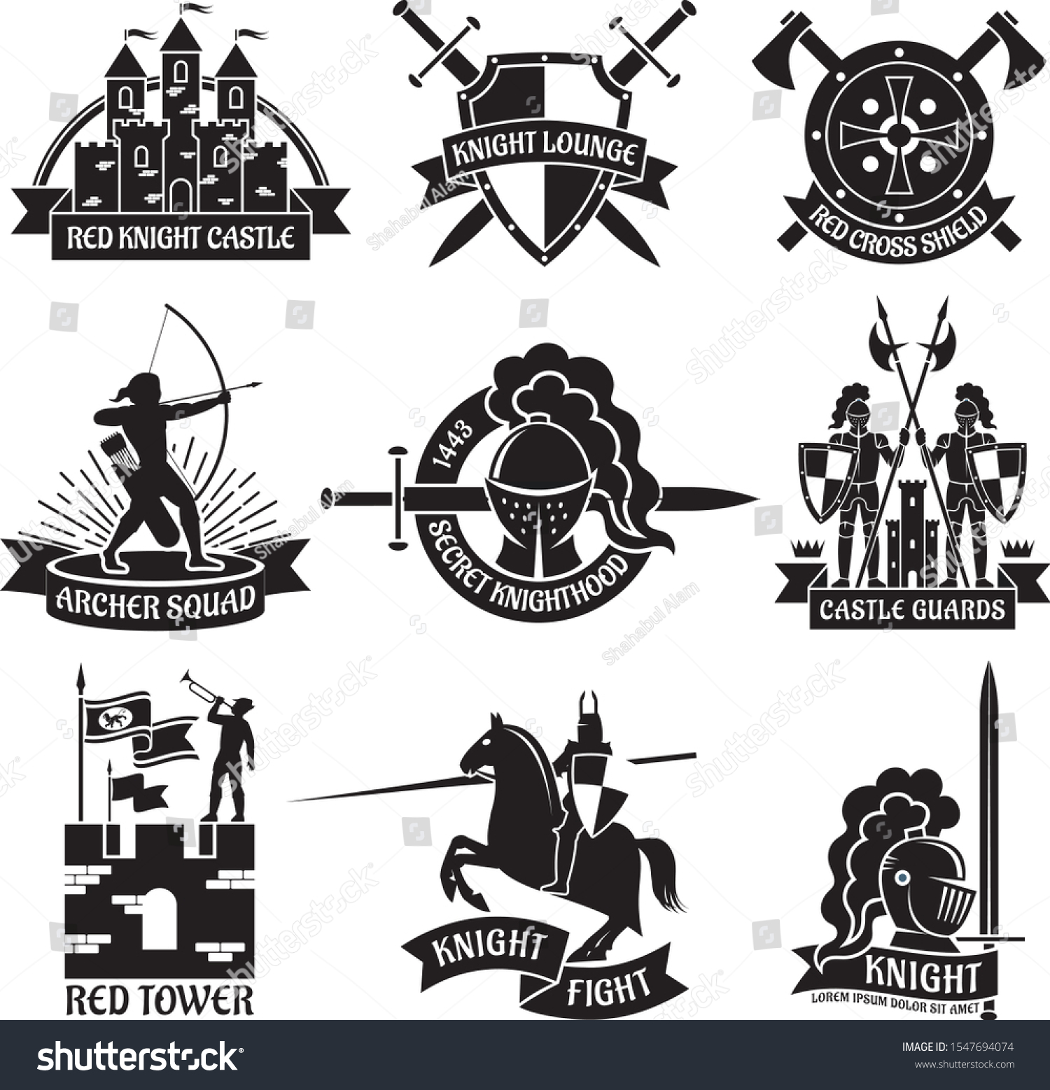 Abstract Colourfull Heraldic Knight Emblems Logo Stock Vector (Royalty ...