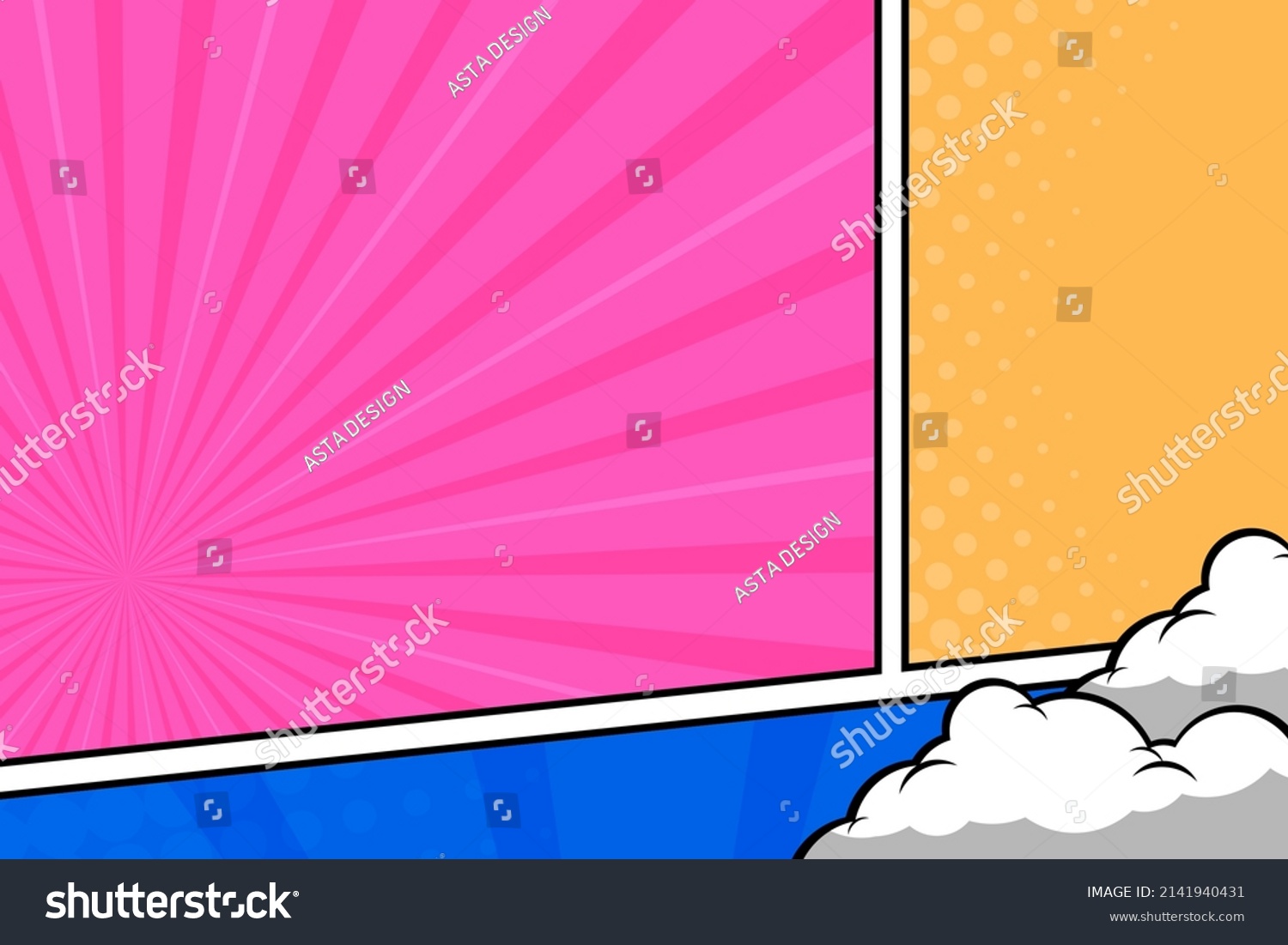 Abstract Comic Colorful Frame Background Cloud Stock Vector (Royalty ...