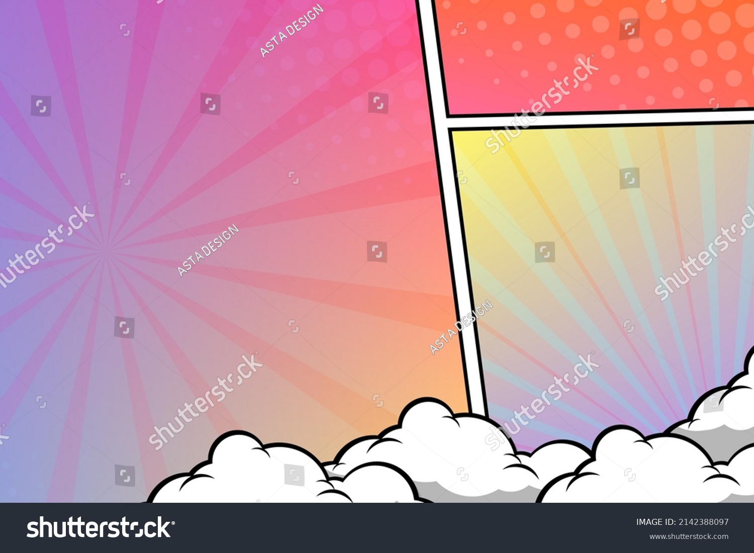 Abstract Comic Colorful Frame Background Cloud Stock Vector (Royalty ...