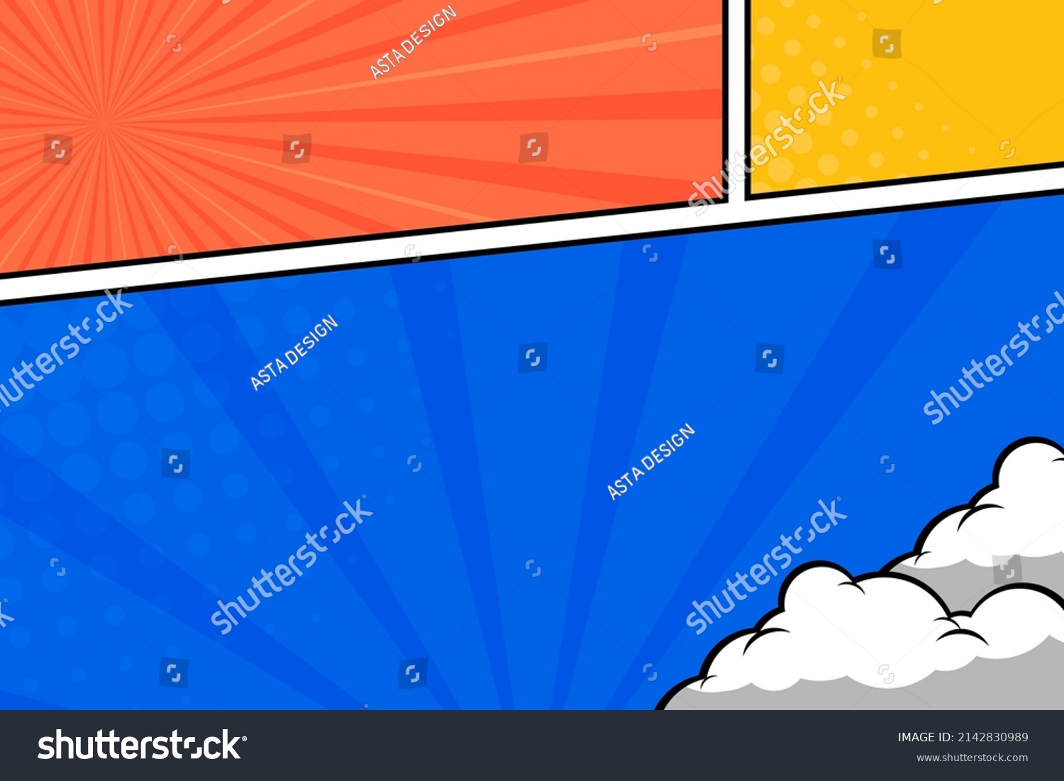 Abstract Comic Colorful Frame Background Cloud Stock Vector (Royalty ...