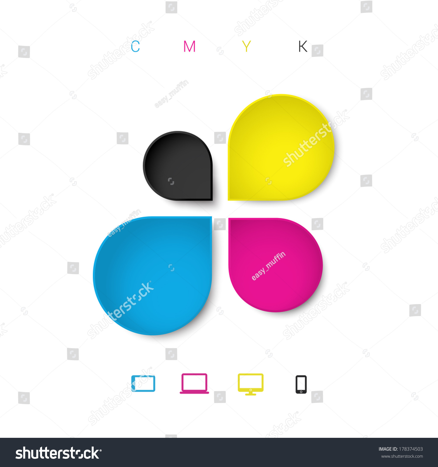 Abstract 3d Cmyk Drop Shapes Infographic: vector de stock (libre de ...