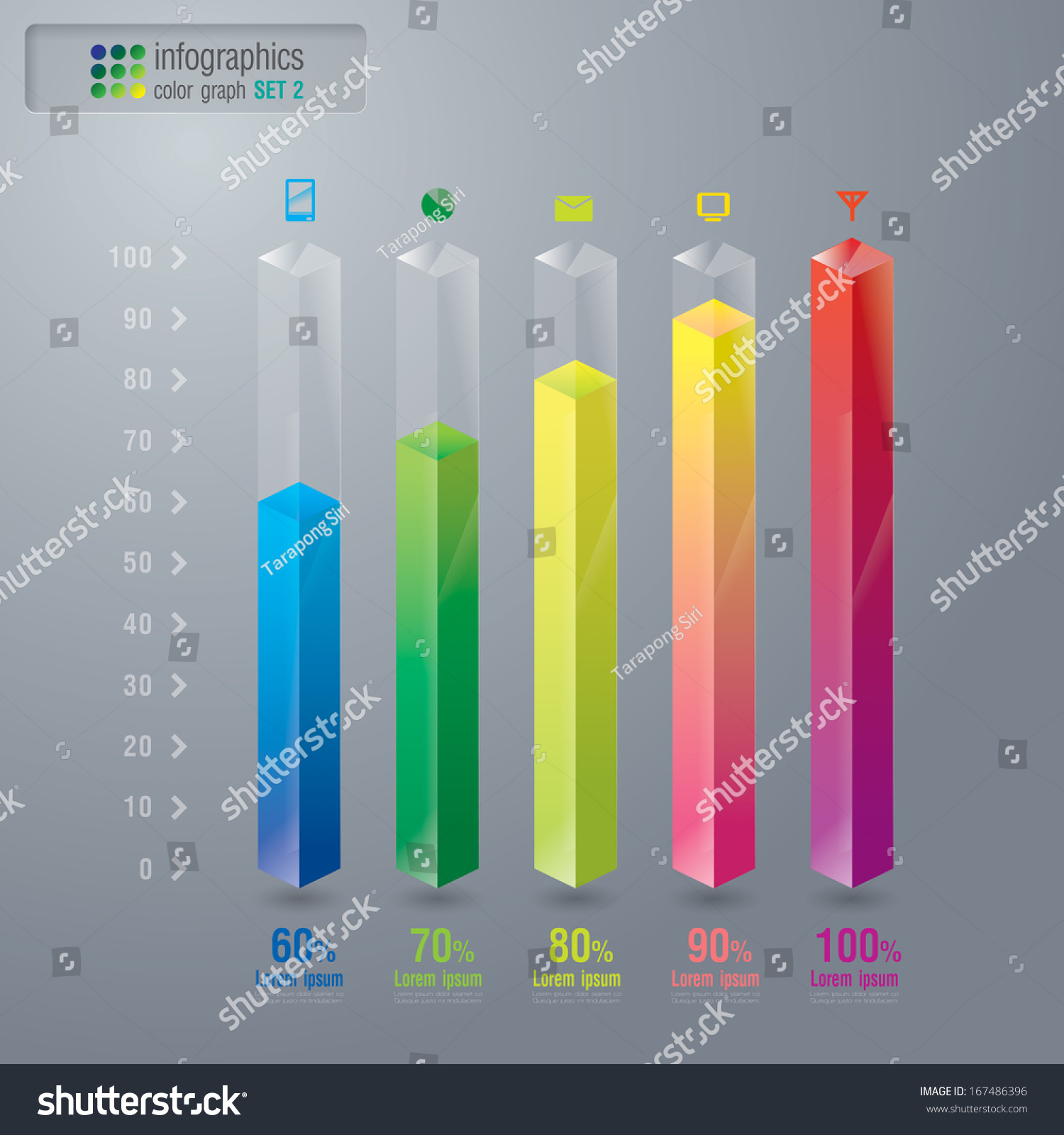 Abstract 3d Digital Illustration Graph Set Stock Vector (Royalty Free ...