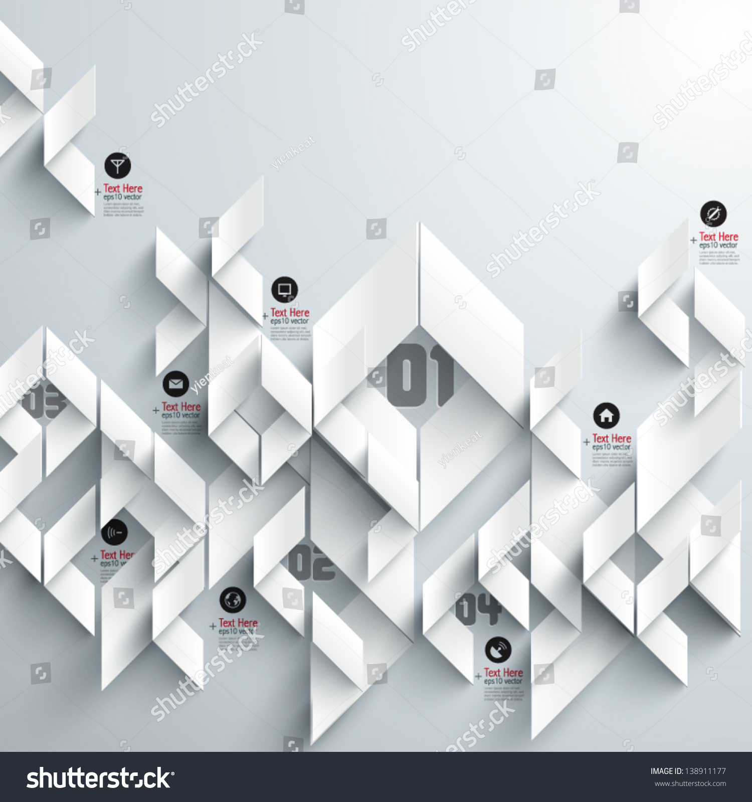 Abstract 3d Paper Graphics Stock Vector Illustration 138911177 ...