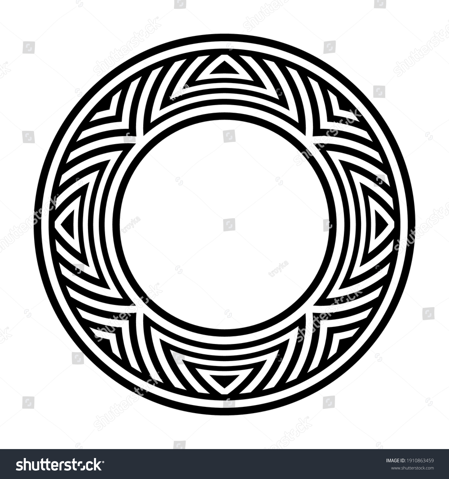 Abstract Decorative Geometric Pattern Round Frame Stock Vector Royalty