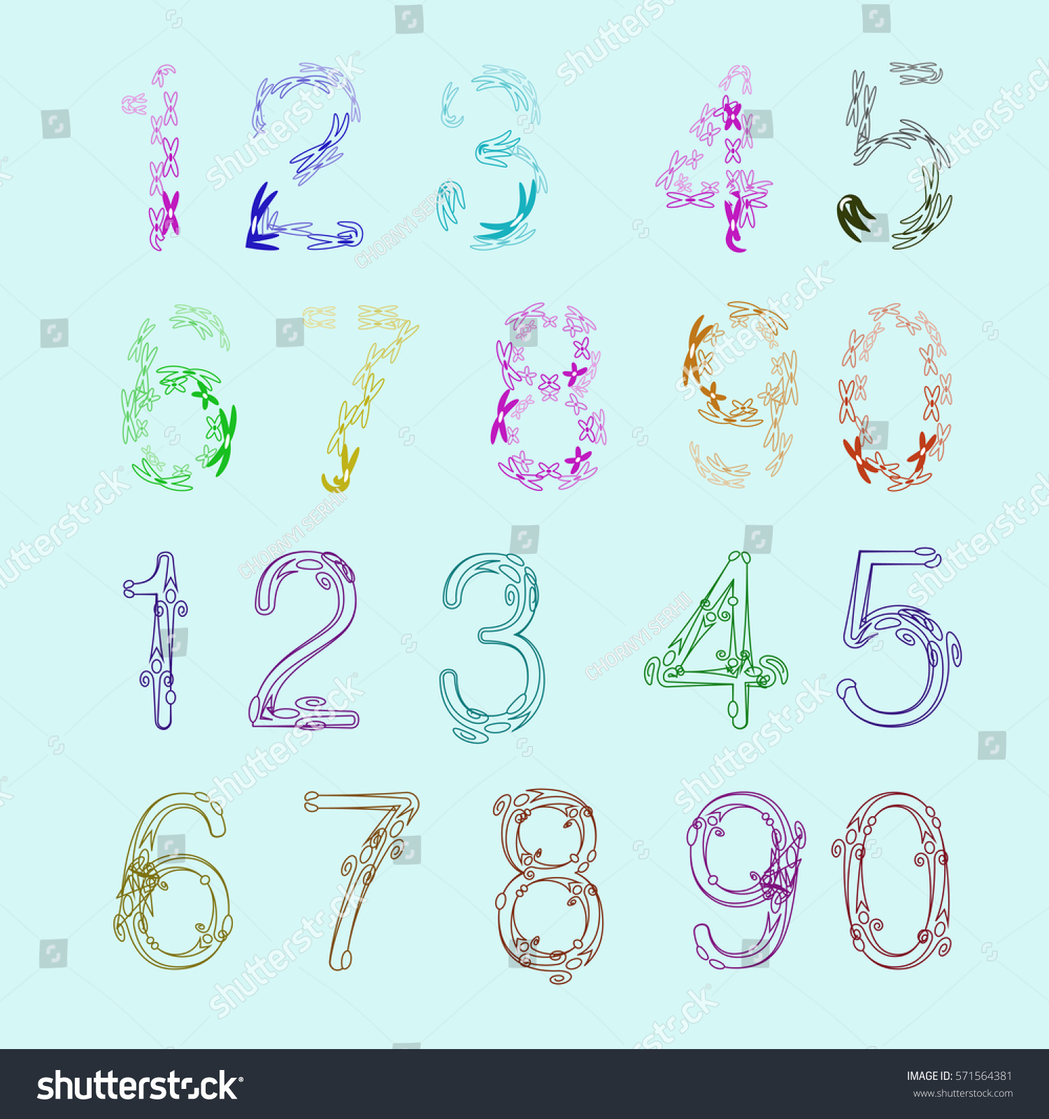 Abstract Digits Colored Numbers Vector Illustration Stock Vector ...