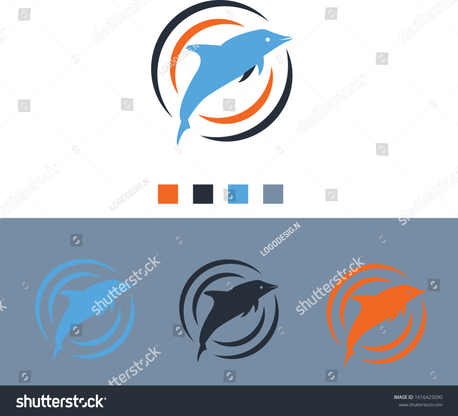 Abstract Dolphin Fish Logo Design Stock Vector (Royalty Free ...