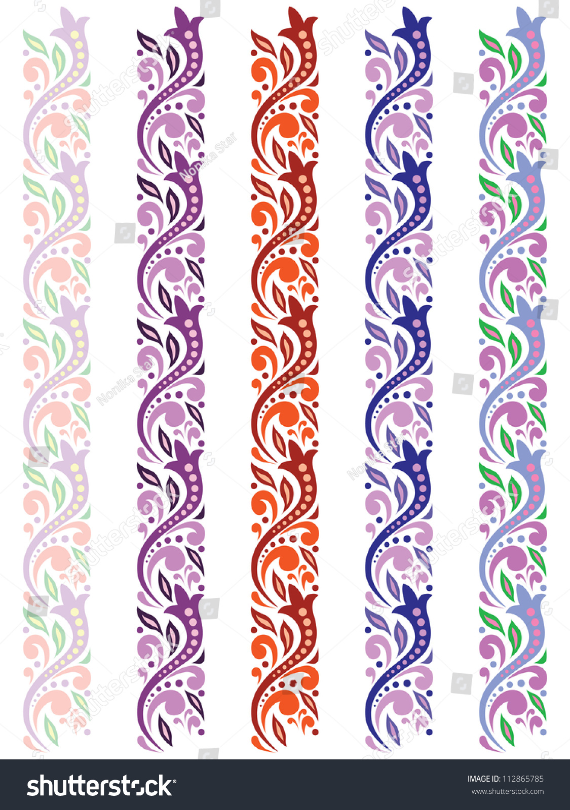 Abstract Floral Border Set Stock Vector Illustration 112865785 ...