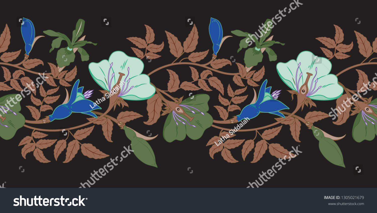 Abstract Floral Border Vector Stock Vector (Royalty Free) 1305021679 ...