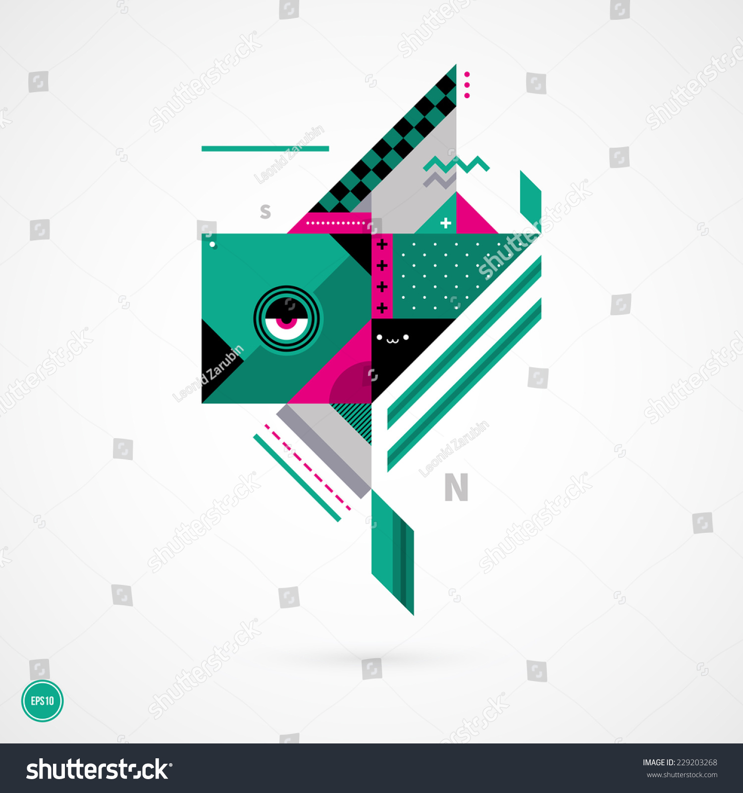 Abstract Geometric Creature On White Background Stock Vector (Royalty ...
