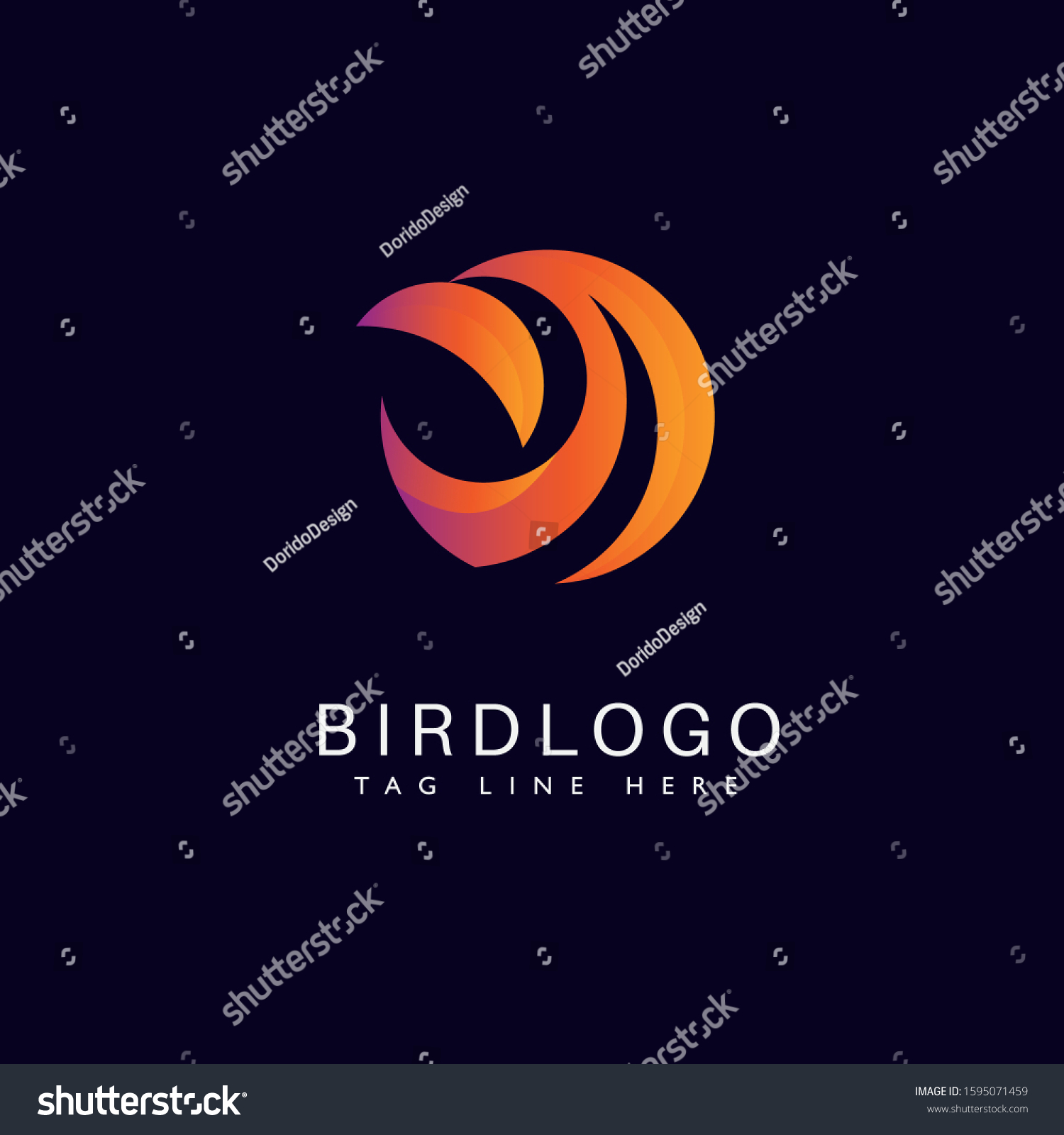 Abstract Gradient Bird Logo Template Stock Vector (Royalty Free) 1595071459