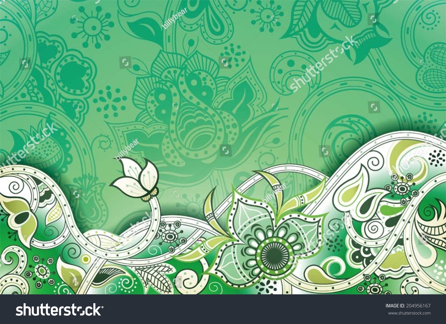 Abstract Green Floral Background Stock Vector (Royalty Free) 204956167 ...