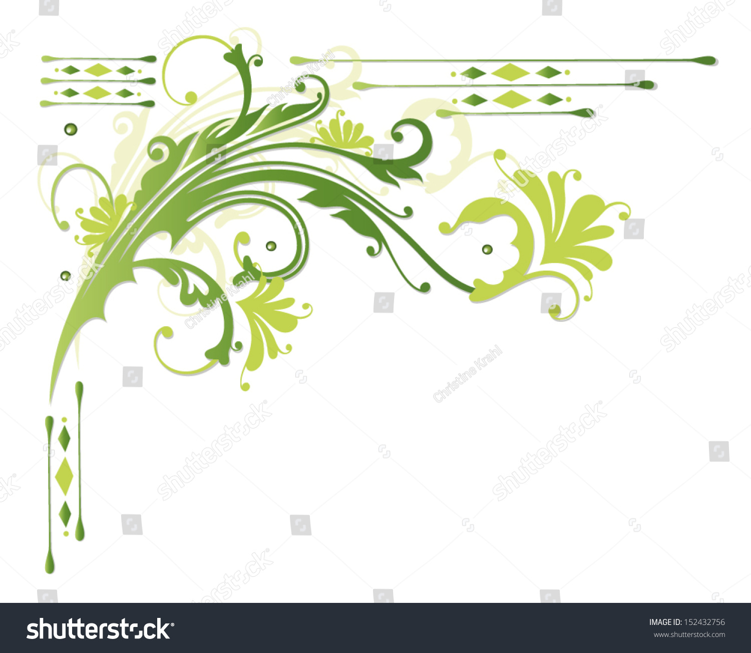 Abstract Green Flowers Border Stock Vector (Royalty Free) 152432756 ...