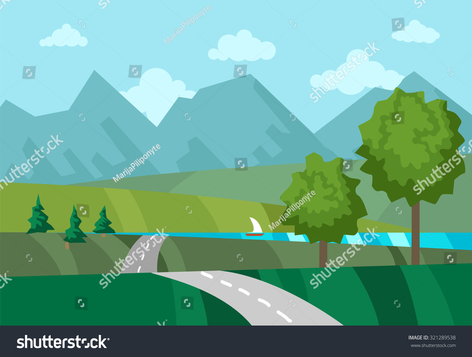 Abstract Green Landscape Vector Illustration Stock Vector (Royalty Free ...