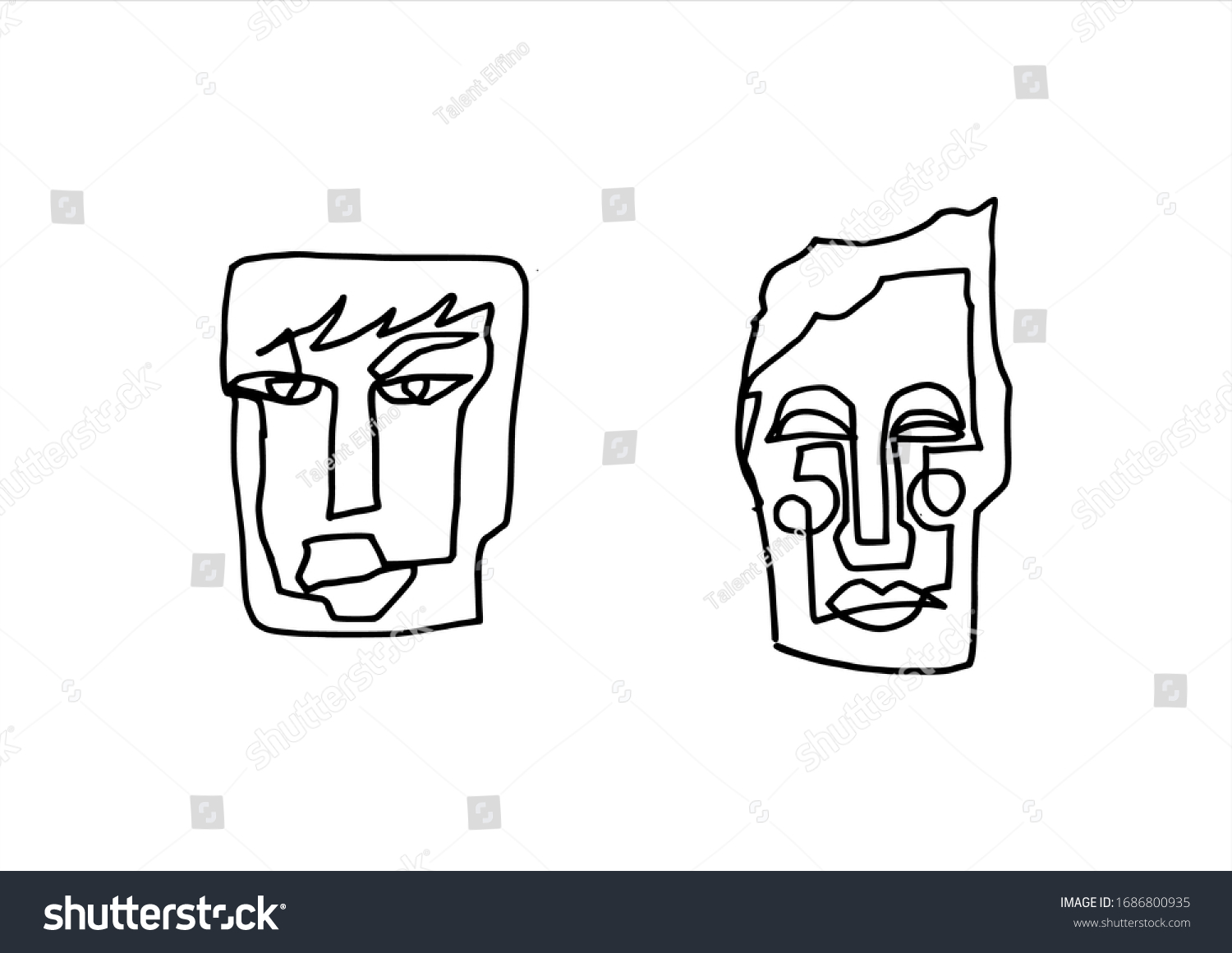 Abstract Hand Drawn Doodle Face Vector Stock Vector (Royalty Free ...