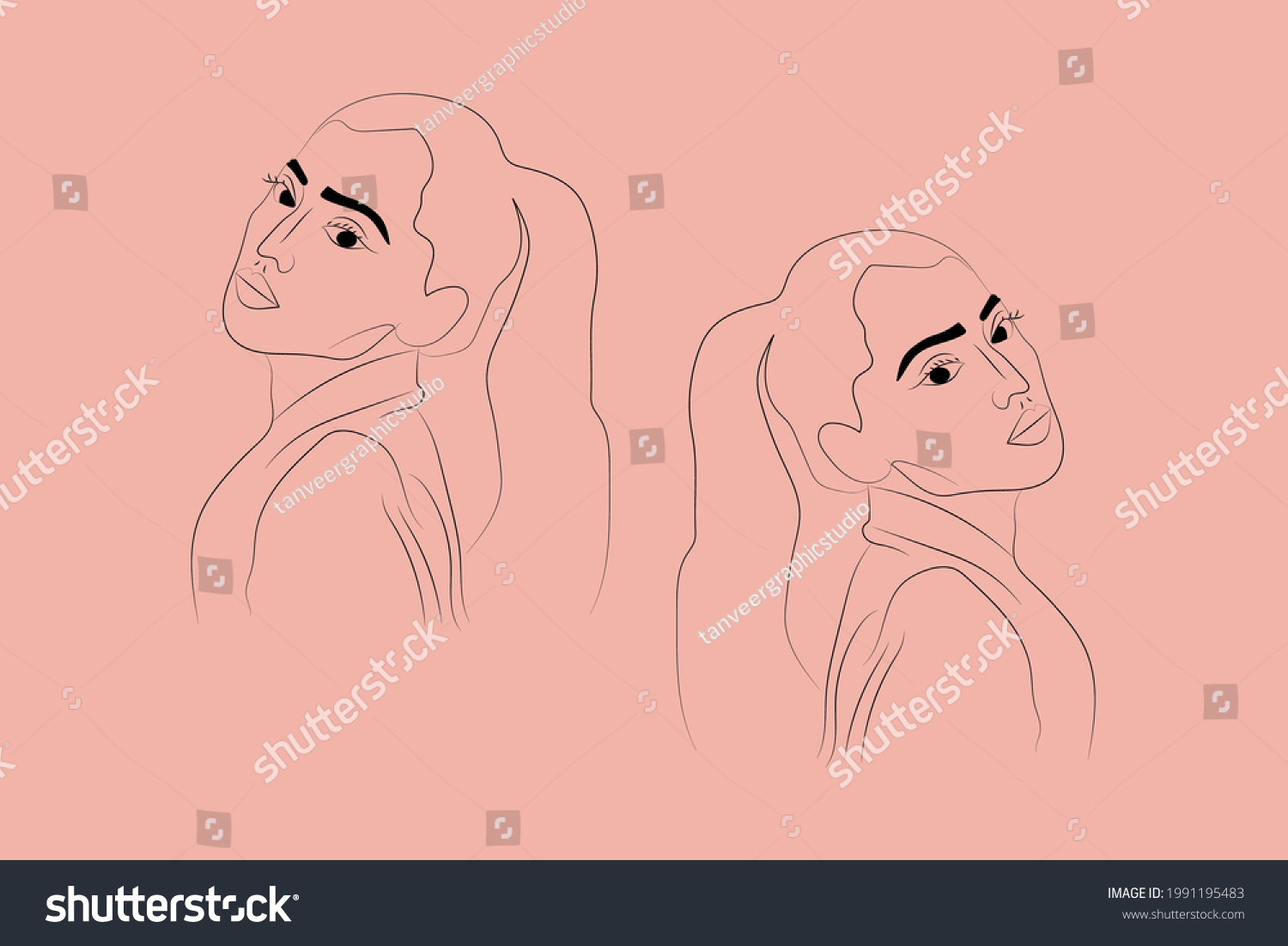 Abstract Hand Drawn Line Drawing Minimal Stock Vector Royalty Free