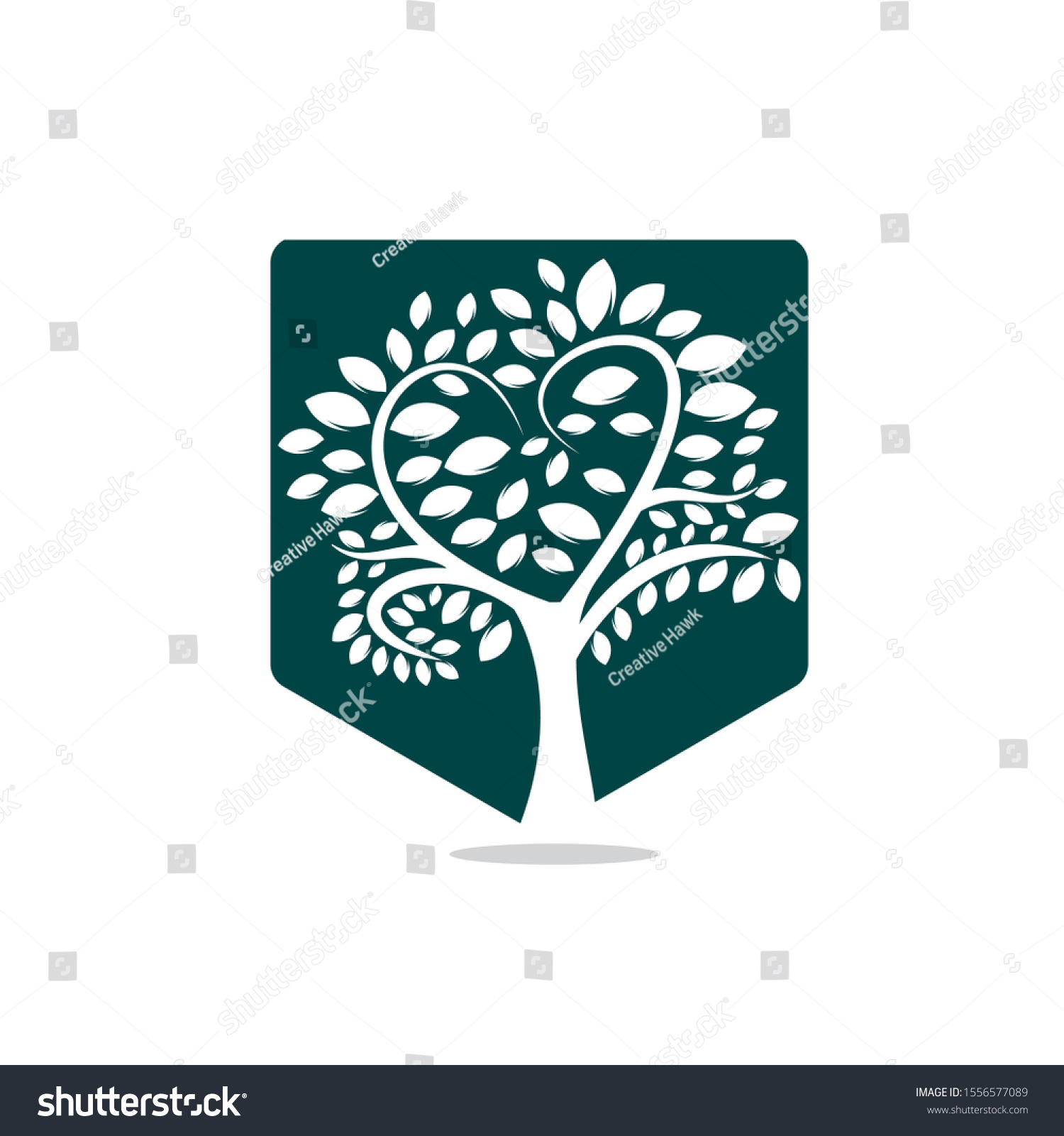 Abstract Heart Tree Vector Logo Design Stock Vector (Royalty Free ...