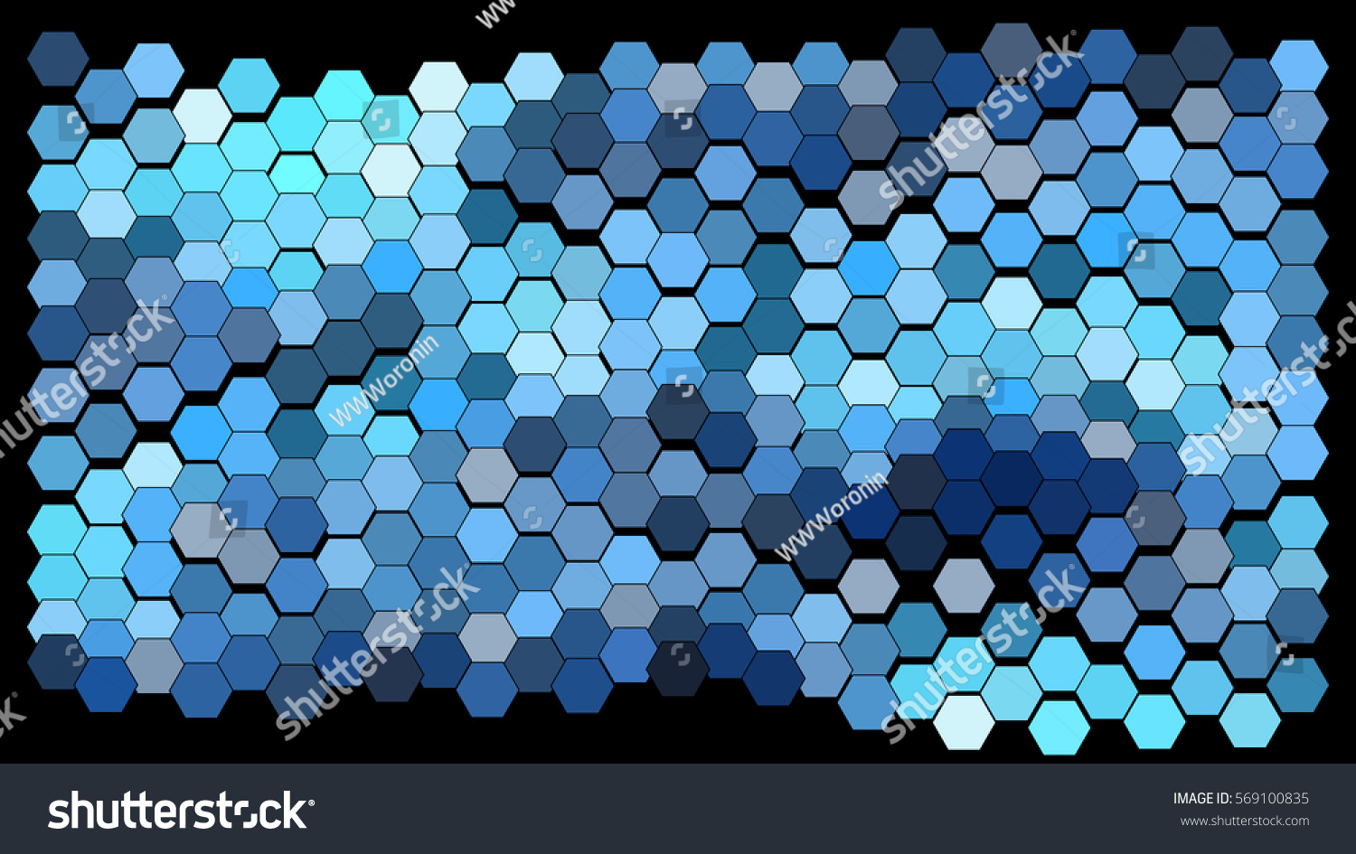 Abstract Hexagonal Pattern On Black Background Stock Vector (Royalty ...