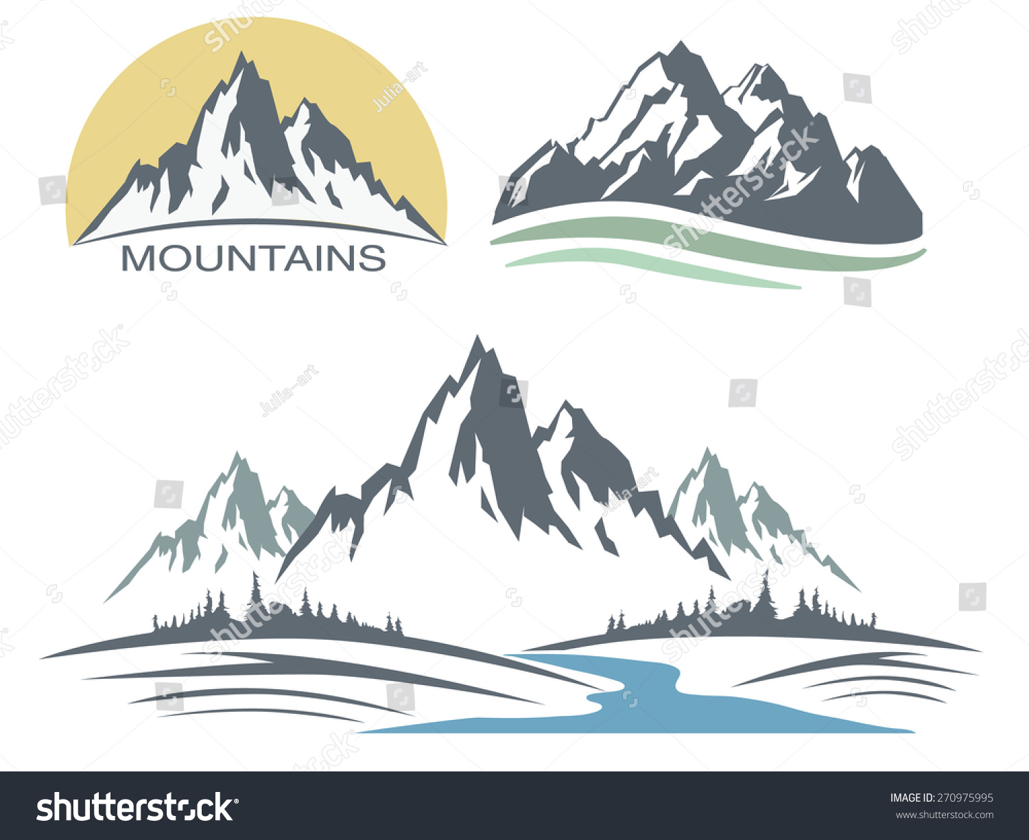 Abstract High Mountain Icon Set Stock Vector (Royalty Free) 270975995 ...