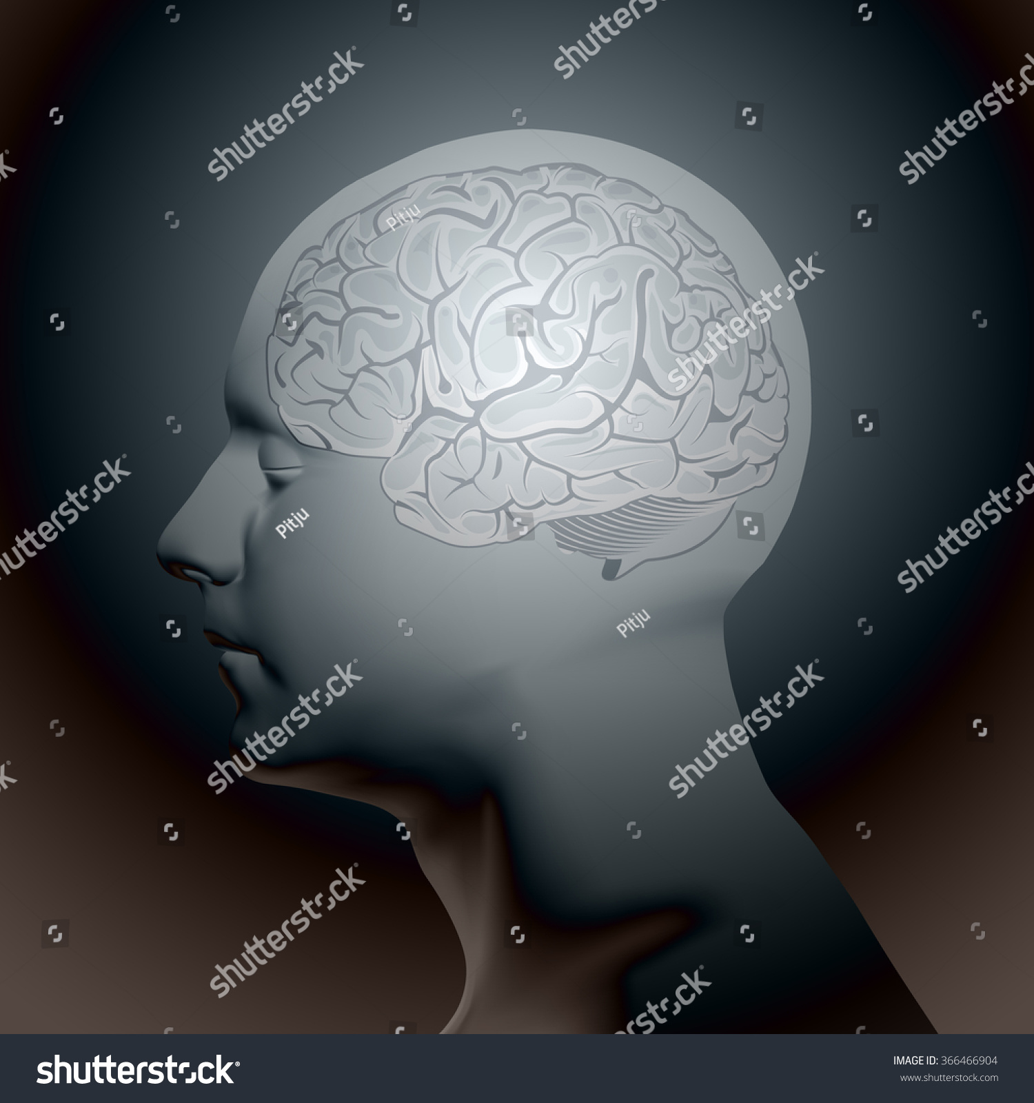 Abstract Human Head Brain Stock Vector 366466904 - Shutterstock