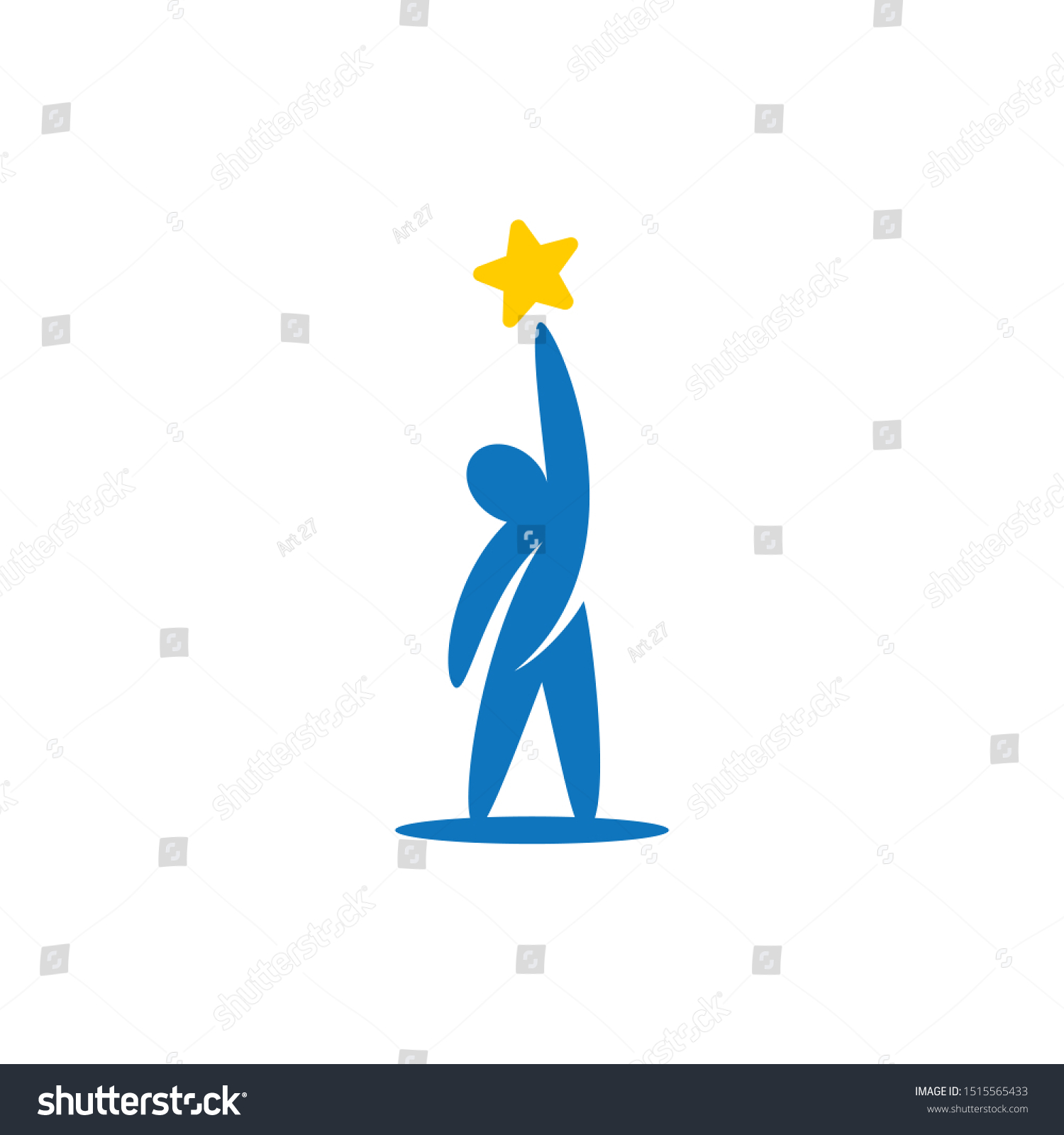 Vektor Stok Abstract Human Reaching Star Icon Vector (Tanpa Royalti ...