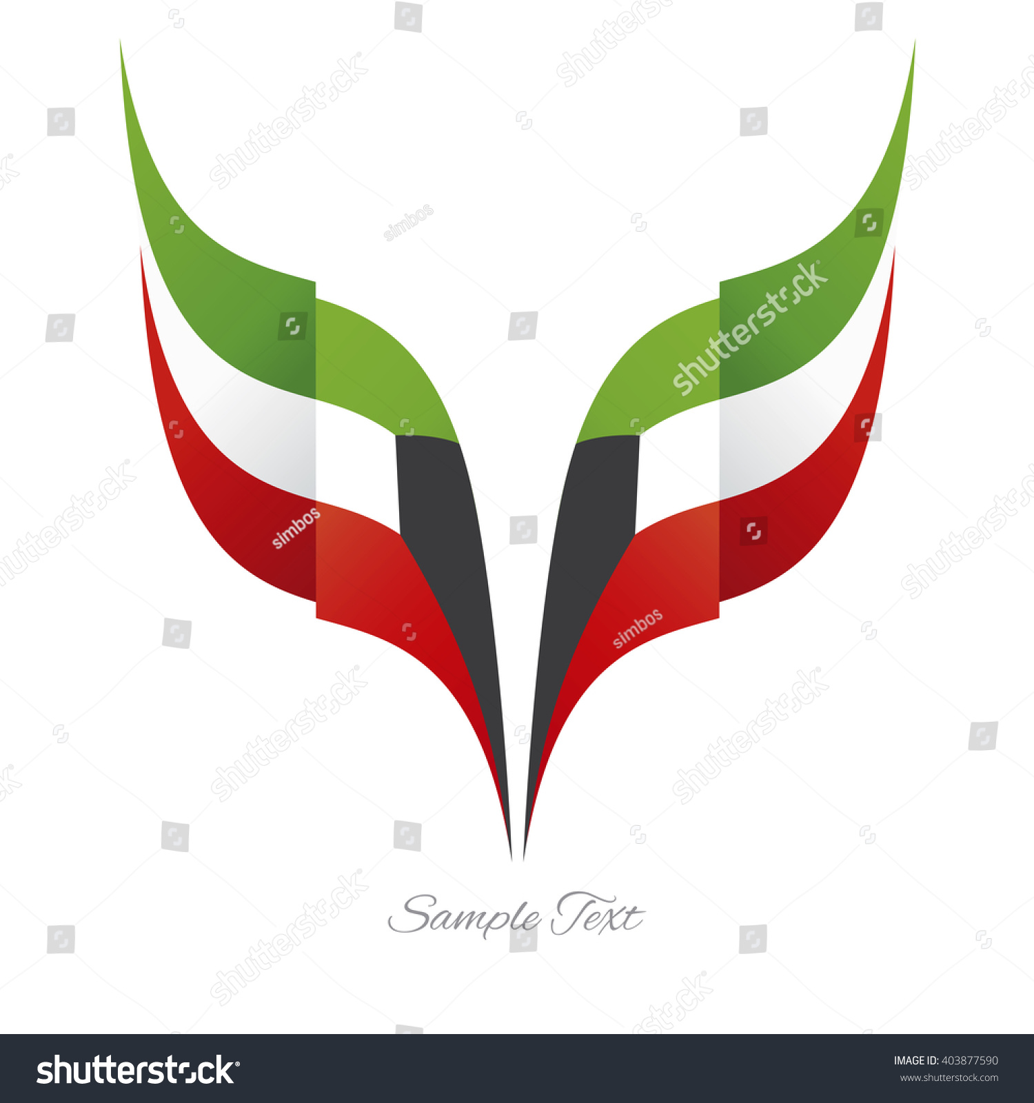 Abstract Kuwait Eagle Flag Ribbon Logo: vector de stock (libre de ...