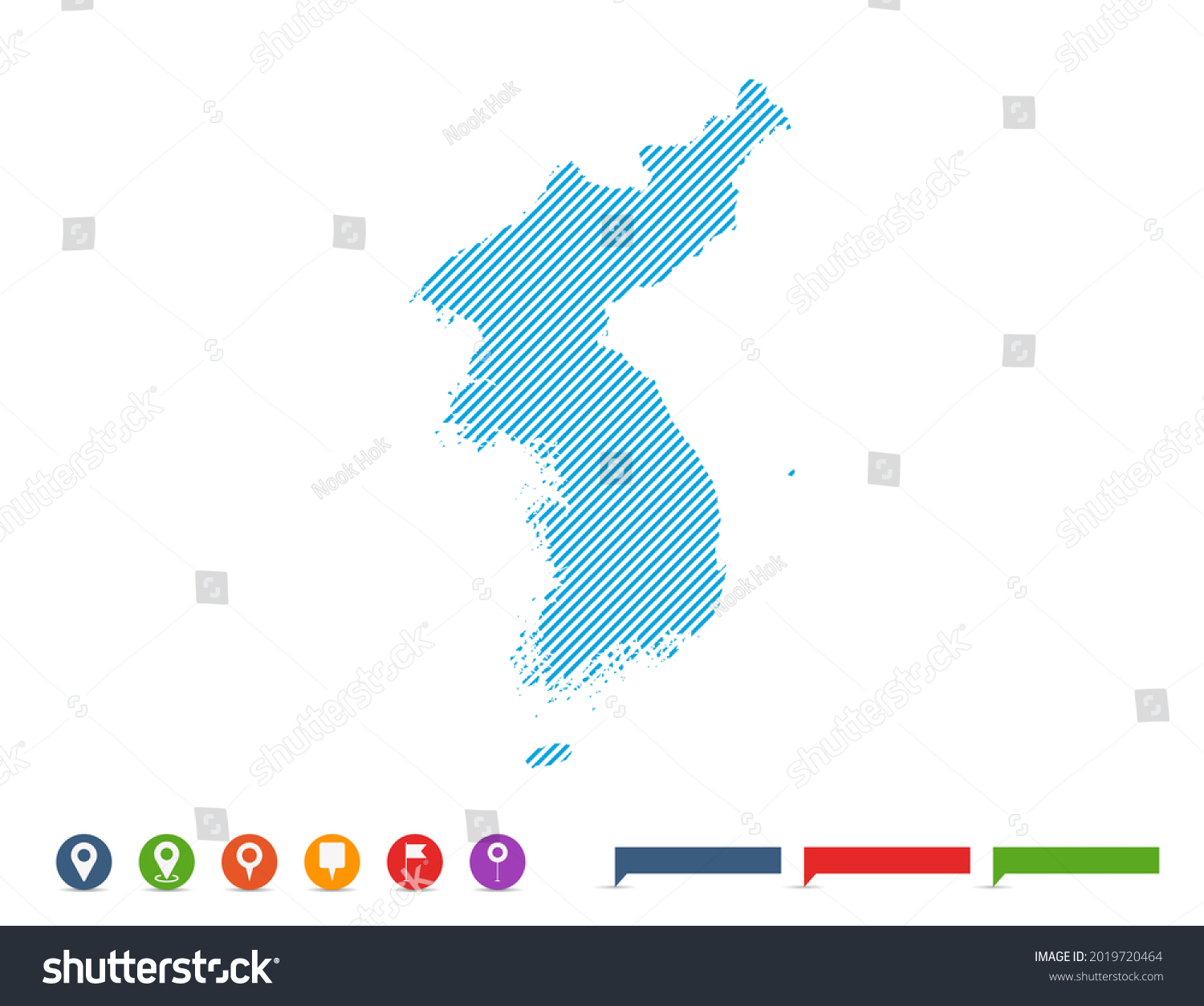 Abstract Line Blue Korea Map Pointer Stock Vector (Royalty Free ...