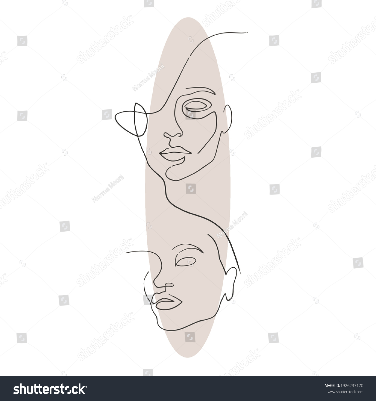 Abstract Line Drawing Faces Set Stock Vector (Royalty Free) 1926237170 ...