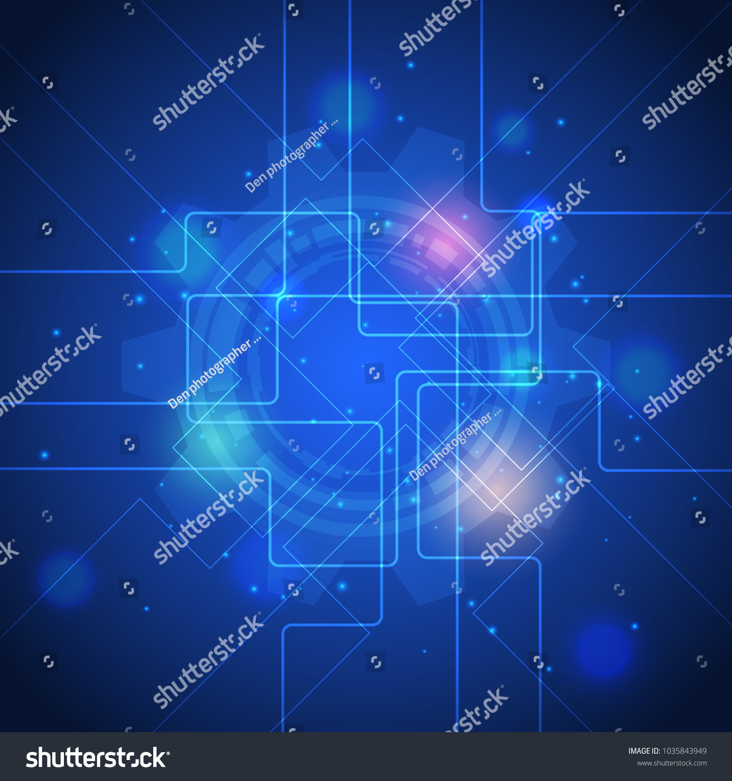 Abstract Lines High Technology Blue Background Stock Vector (Royalty ...
