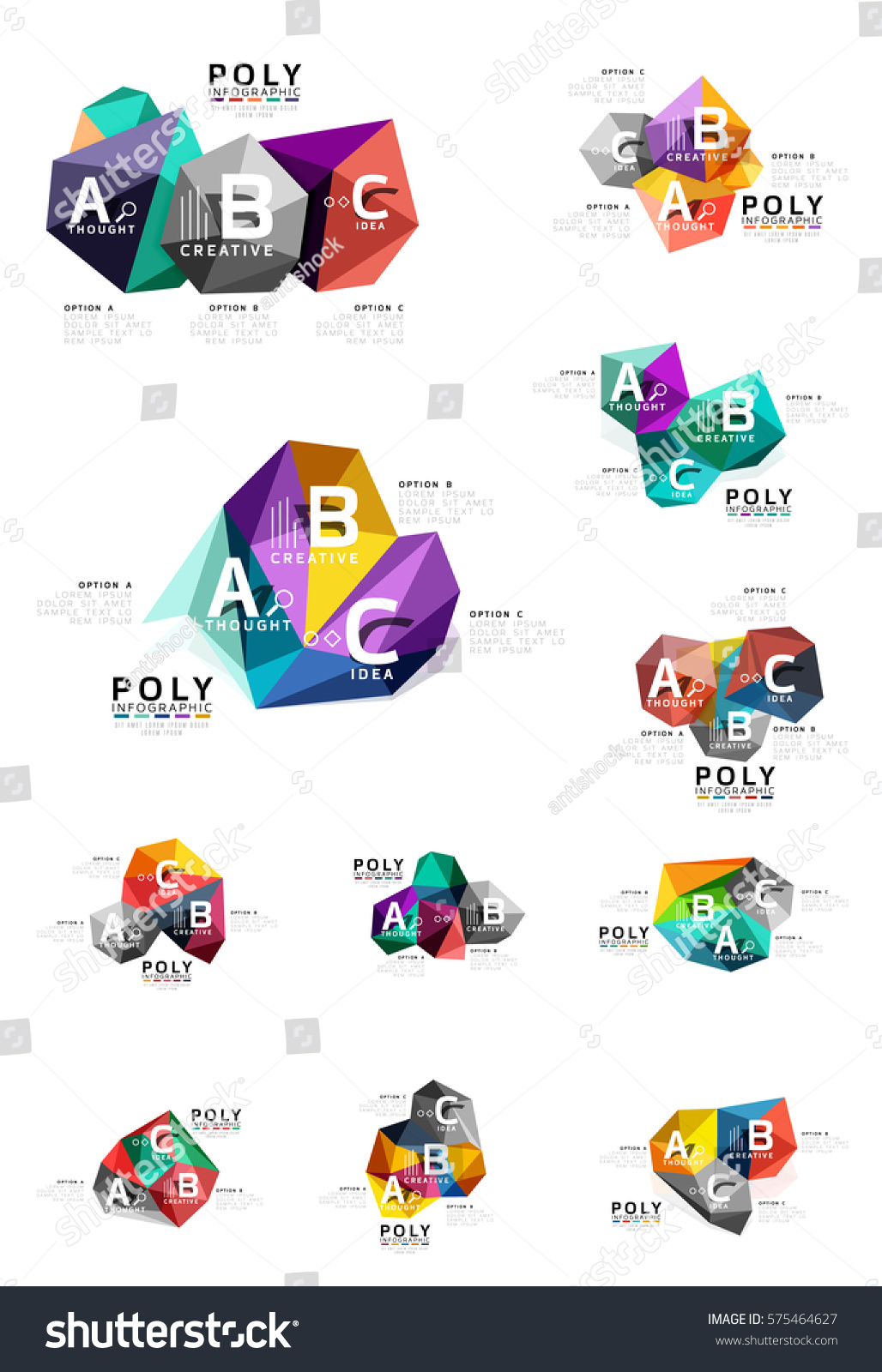 Abstract Low Poly Infographics Vector Template Stock Vector (Royalty ...
