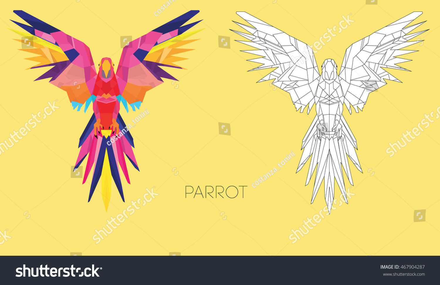 Abstract Low Poly Parrot Stylization Vector Stock Vector (Royalty Free ...