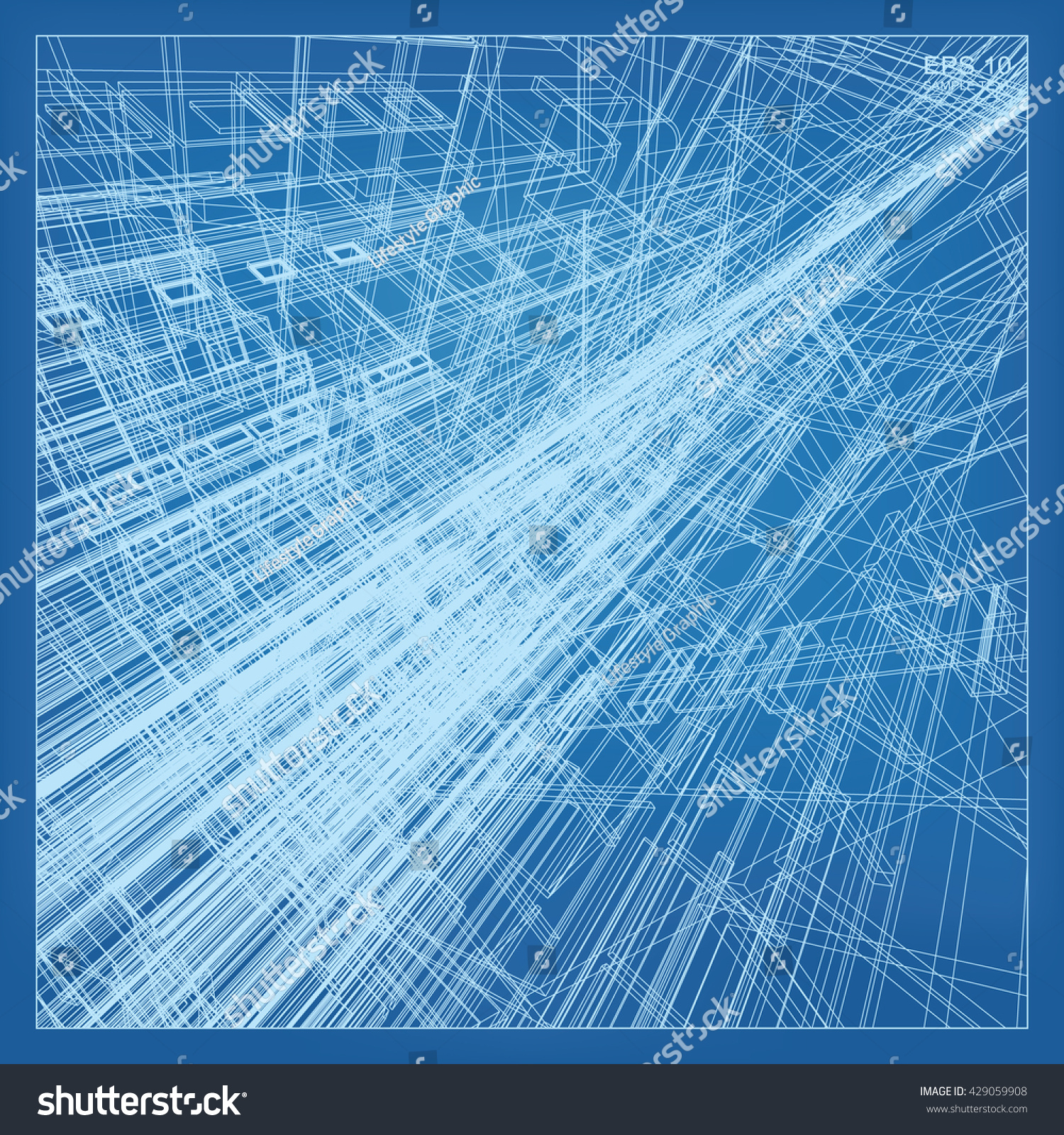 Abstract Matrix Wireframe Perspective Space 3d Stock Vector (Royalty ...