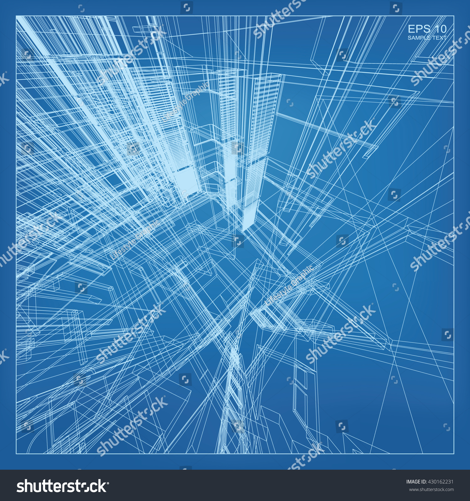 Abstract Matrix Wireframe Perspective Space 3d Stock Vector (Royalty ...