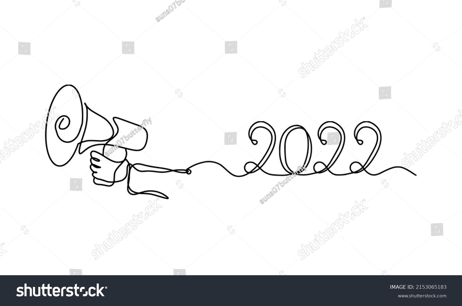 Abstract Megaphone 2022 Continuous Lines Drawing Stock Vector (Royalty ...