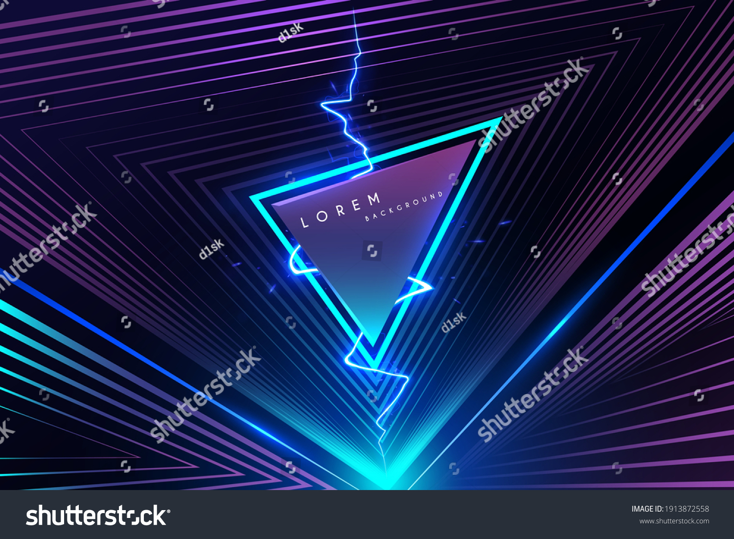 Abstract Neon Triangle Background Lightning Effect Stock Vector ...