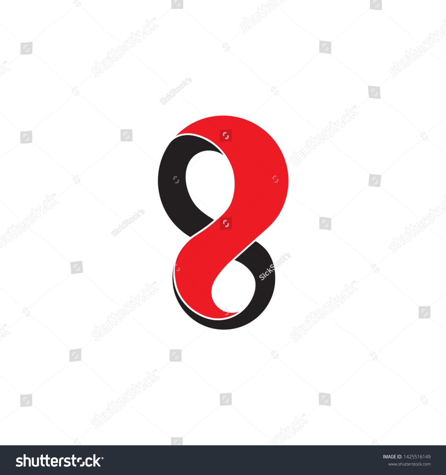 Abstract Number 8 3d Ribbon Logo Stock Vector (Royalty Free) 1425516149 ...