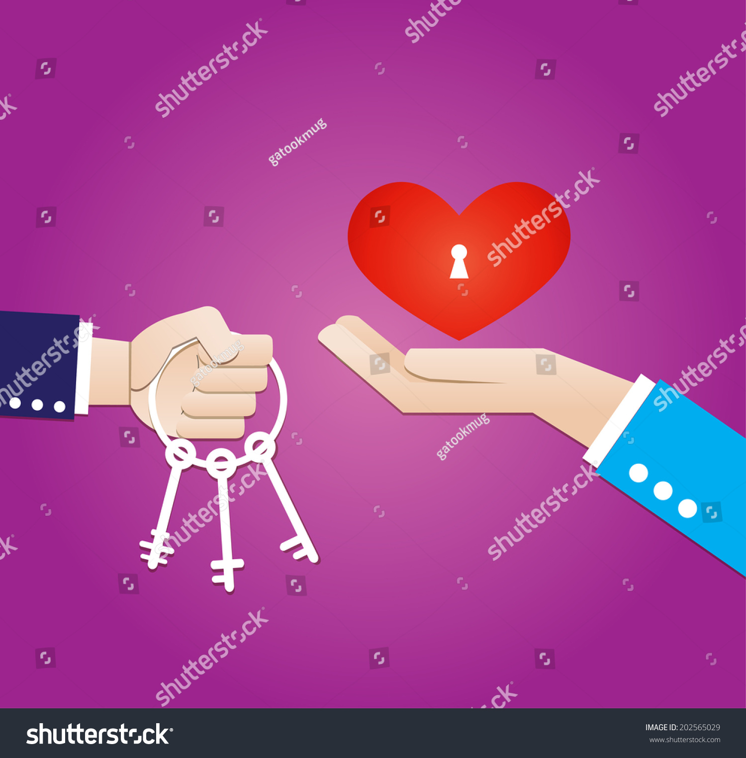 Abstractopen Heart Three Key Vector Illustration Stock Vector (Royalty ...