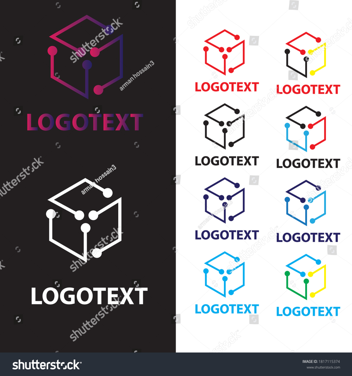 Abstract Outlined Cube Logo Eps Stock Vector (Royalty Free) 1817115374 ...
