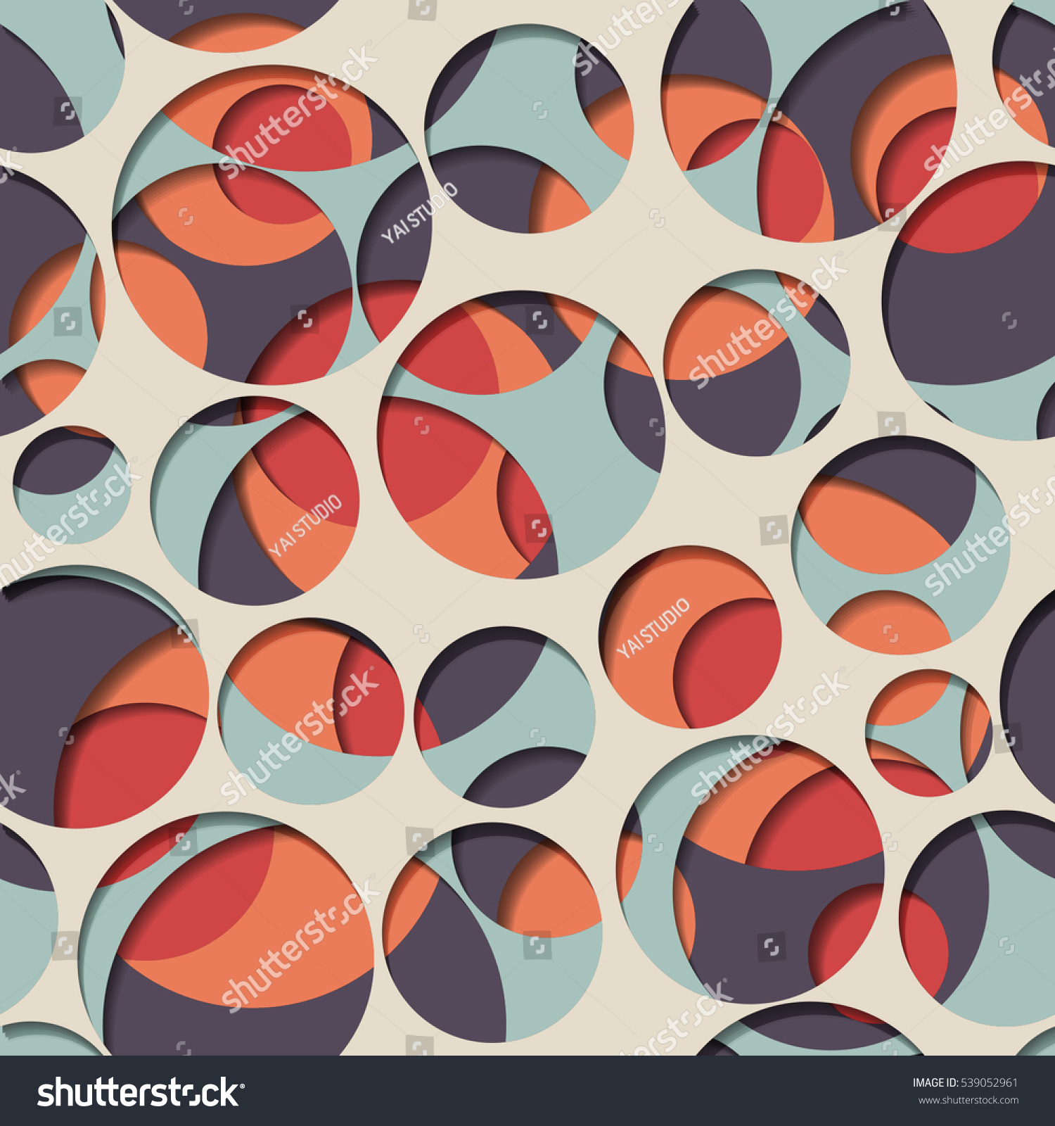 Abstract Overlap Circle Patternseamless Design Stock Vector (royalty