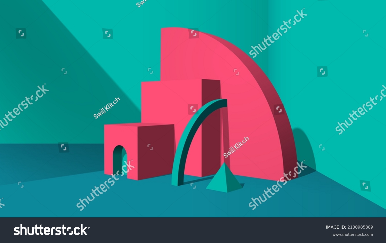 Abstract Pink 3d Objects Elements Installation Stock Vector Royalty