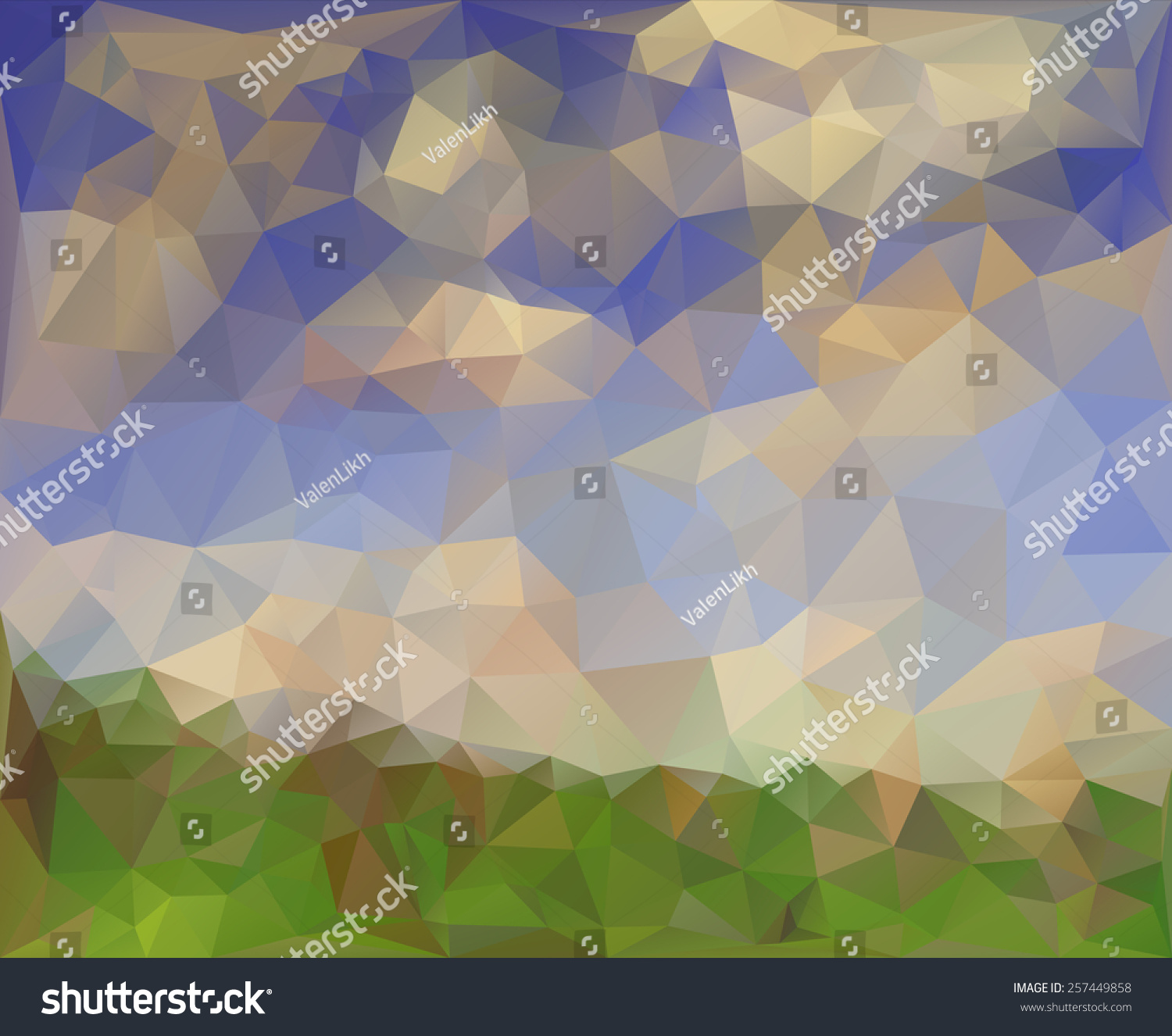 Abstract Polygons Landscape Clouds Vector Illustration Stock Vector ...