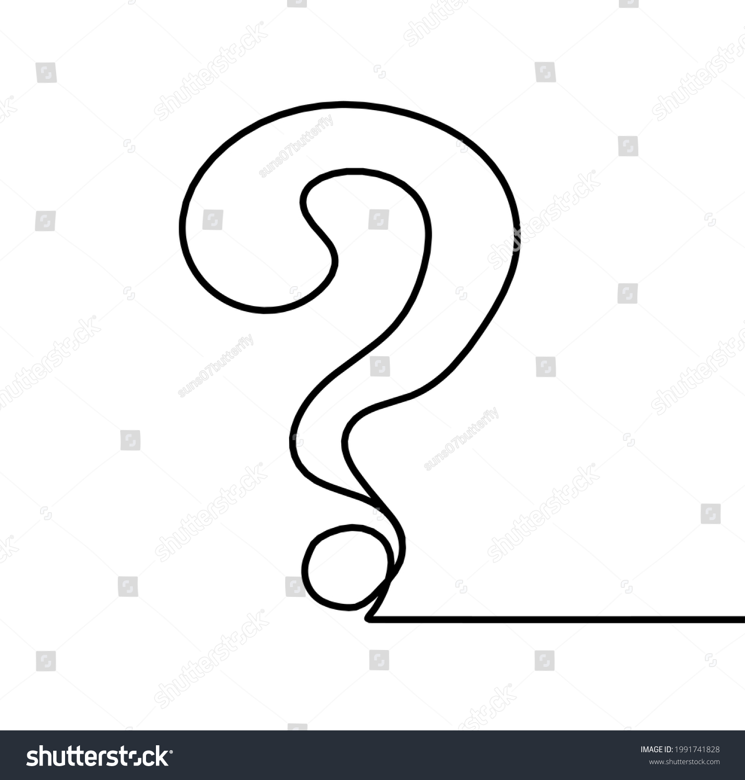 Abstract Question Mark Continuous Lines Drawing Stock Vector (Royalty ...