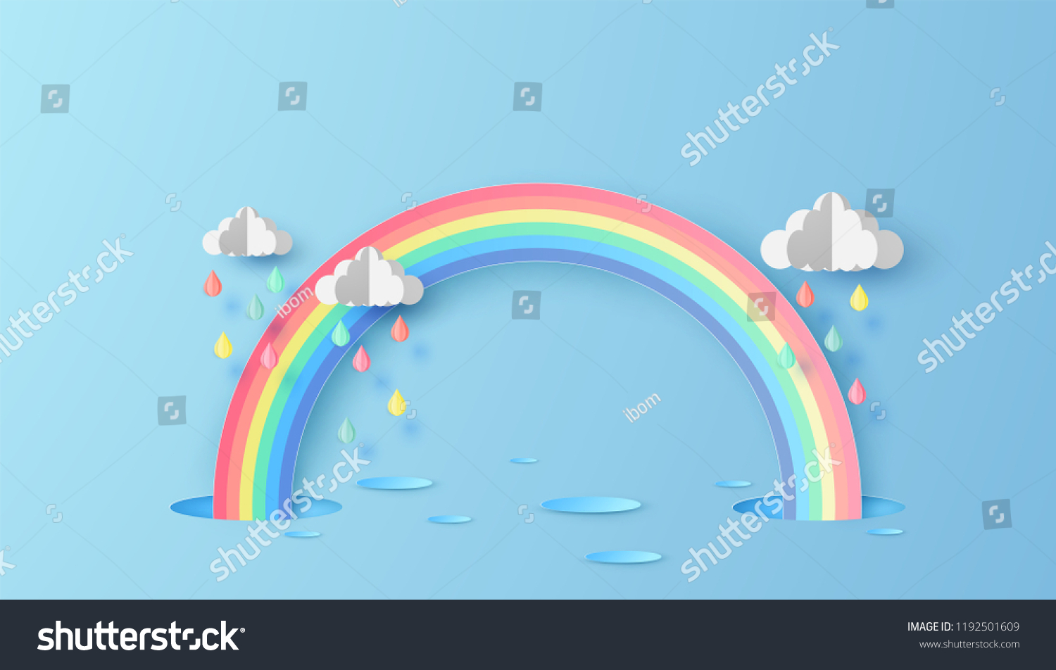 Abstract Rainbow Rainy Season Paper Art Stock Vector (Royalty Free ...