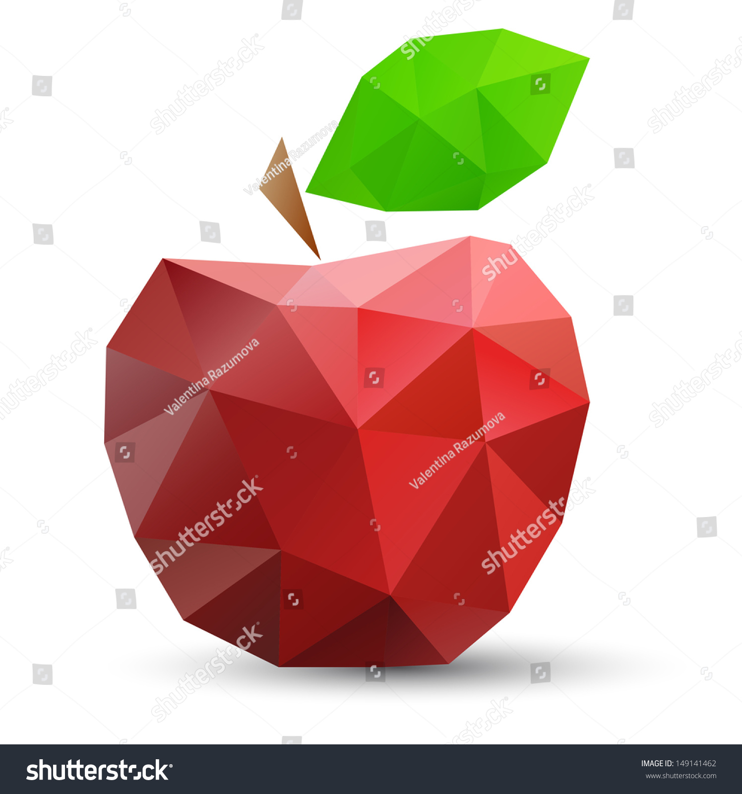 Abstract Red Apple Vector Illustration Polygonal Stock Vector 149141462 ...