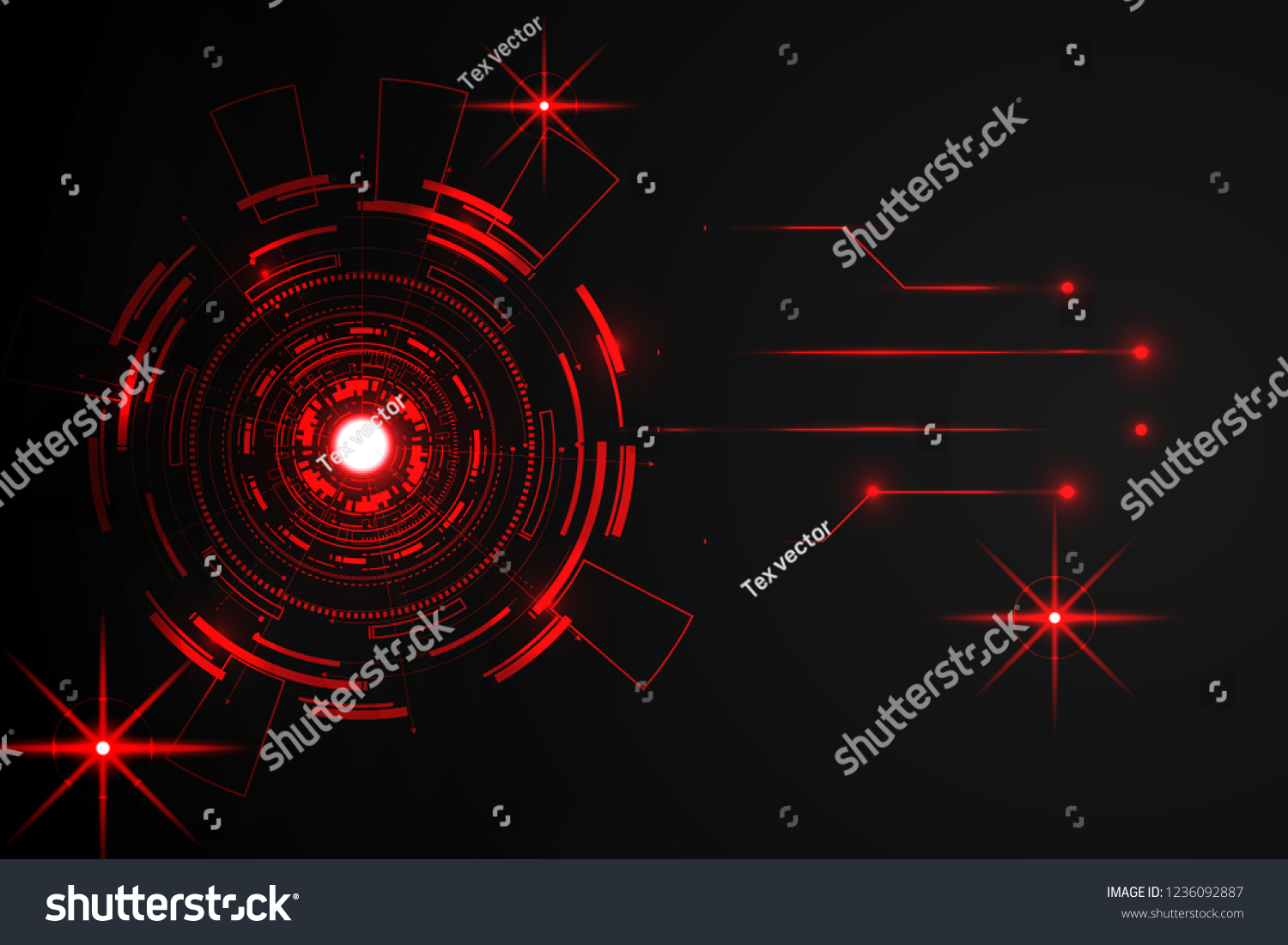 Abstract Red Circle Technology Background On Stock Vector (Royalty Free ...