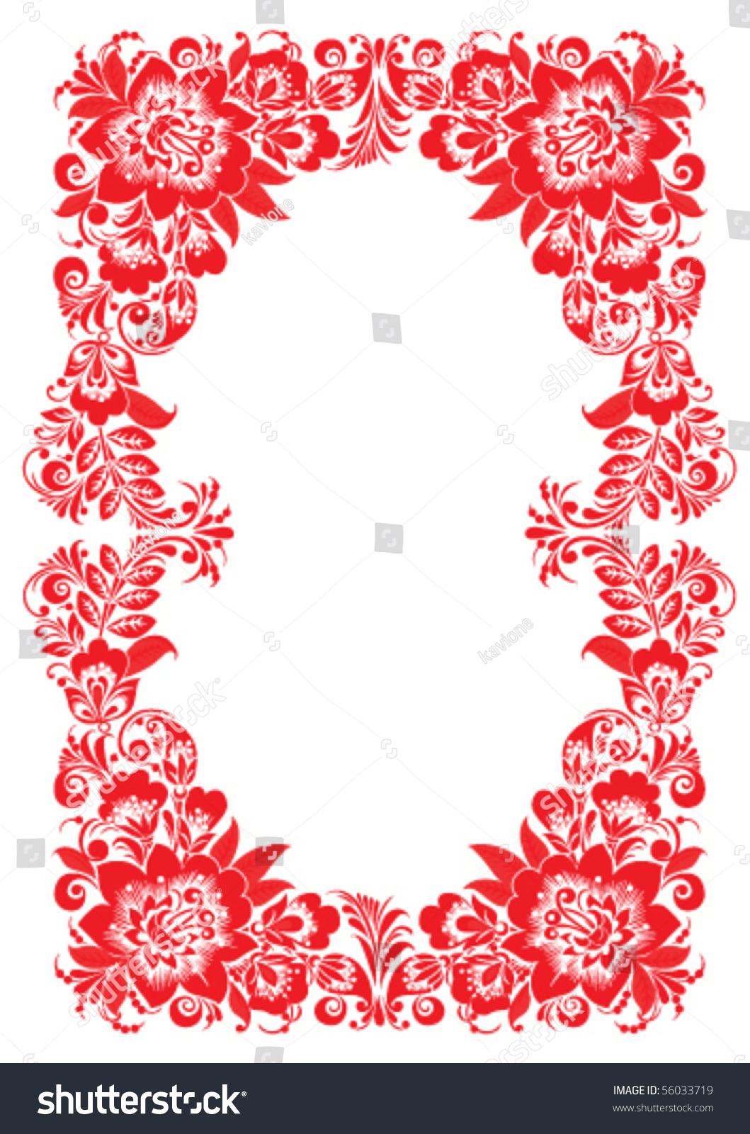 Abstract Red Floral Border Stock Vector (Royalty Free) 56033719