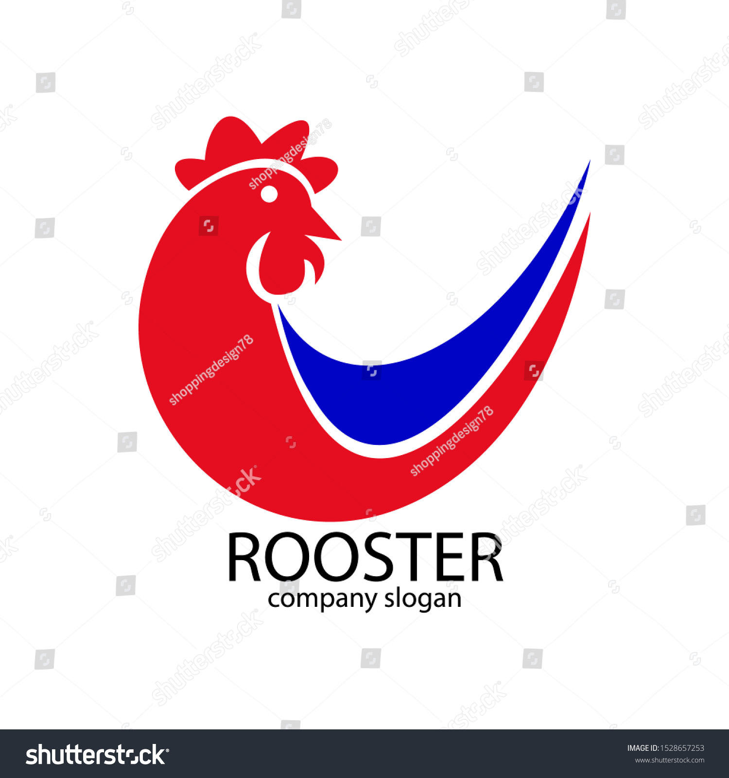 Abstract Red Rooster Logo Design Stock Vector (Royalty Free) 1528657253 ...