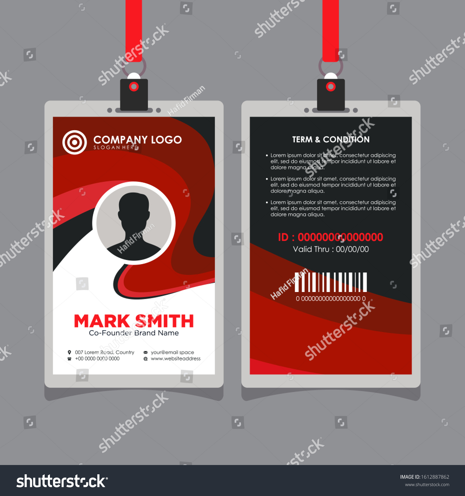 Abstract Red Wave Id Card Design 库存矢量图（免版税）1612887862 | Shutterstock